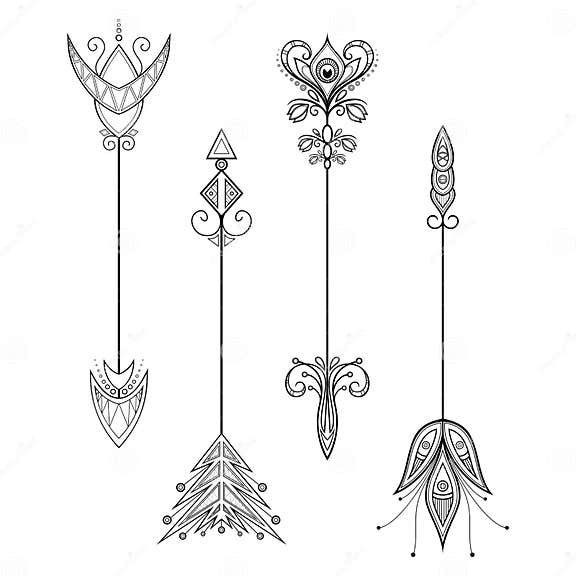 Vector Set of Vintage Arrows Stock Vector - Illustration of retro ...