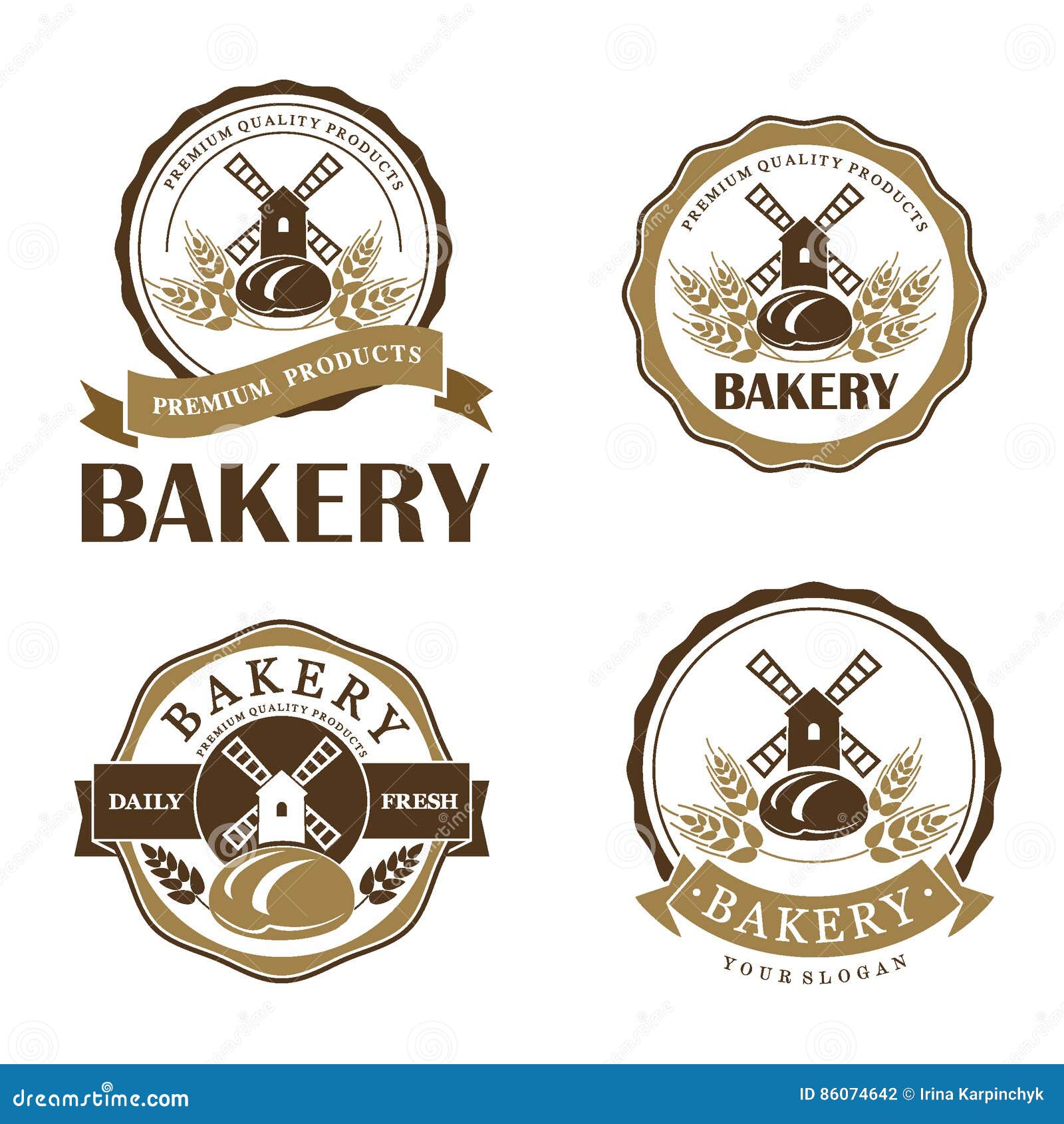 Vector Set of Vintage Bakery Logo Stock Vector - Illustration of ...