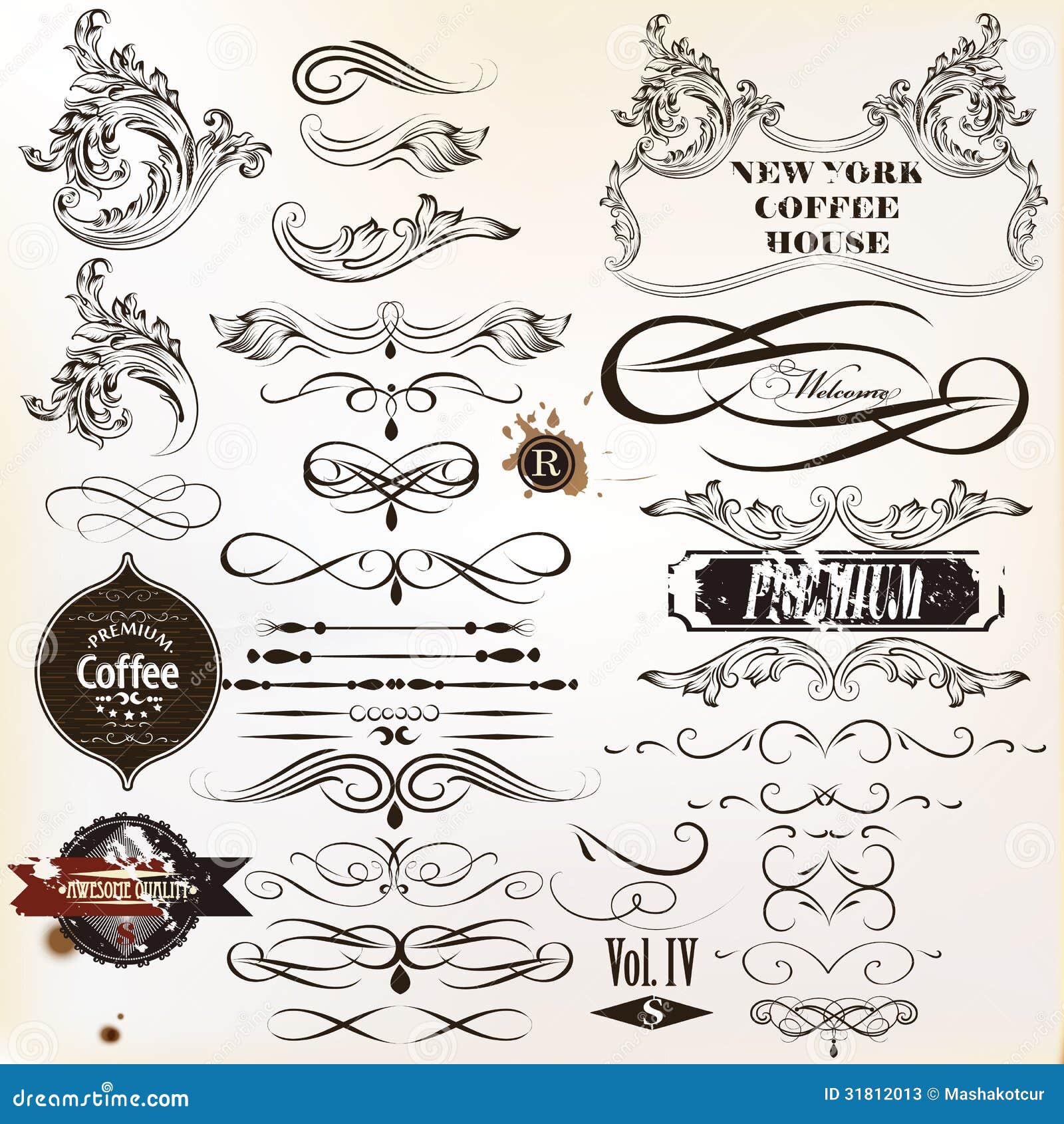 Vector Set of Vintage Calligraphic Elements and Page Decorations Stock ... Vector Set of Vintage Calligraphic Elements and Page Decorations Stock ...