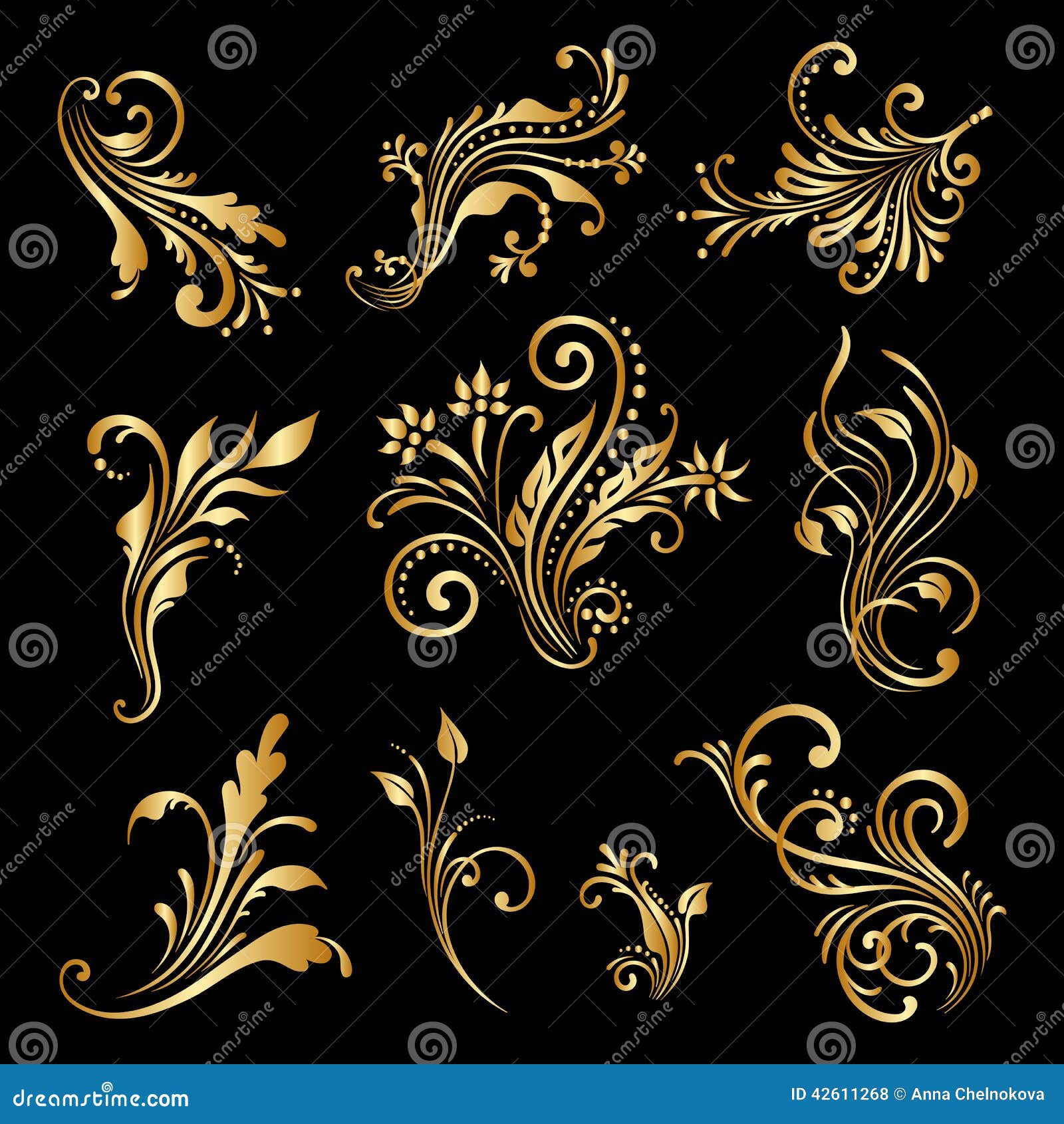 Vector Set of Vintage Decorative Elements. Stock Vector - Illustration ...