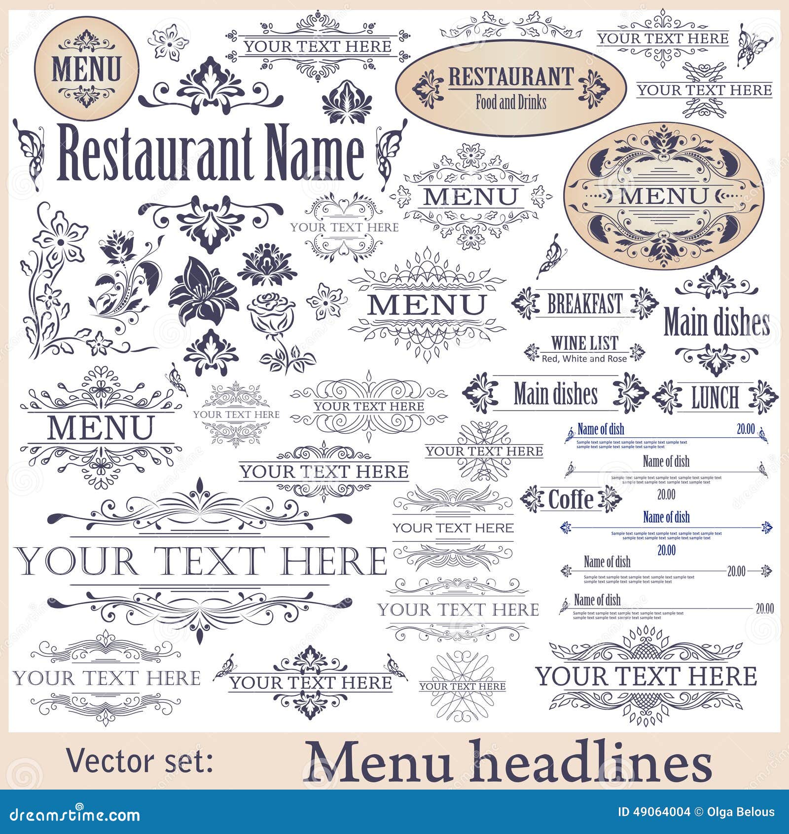 Vector Set of Vintage Design Elements Stock Vector - Illustration of ...