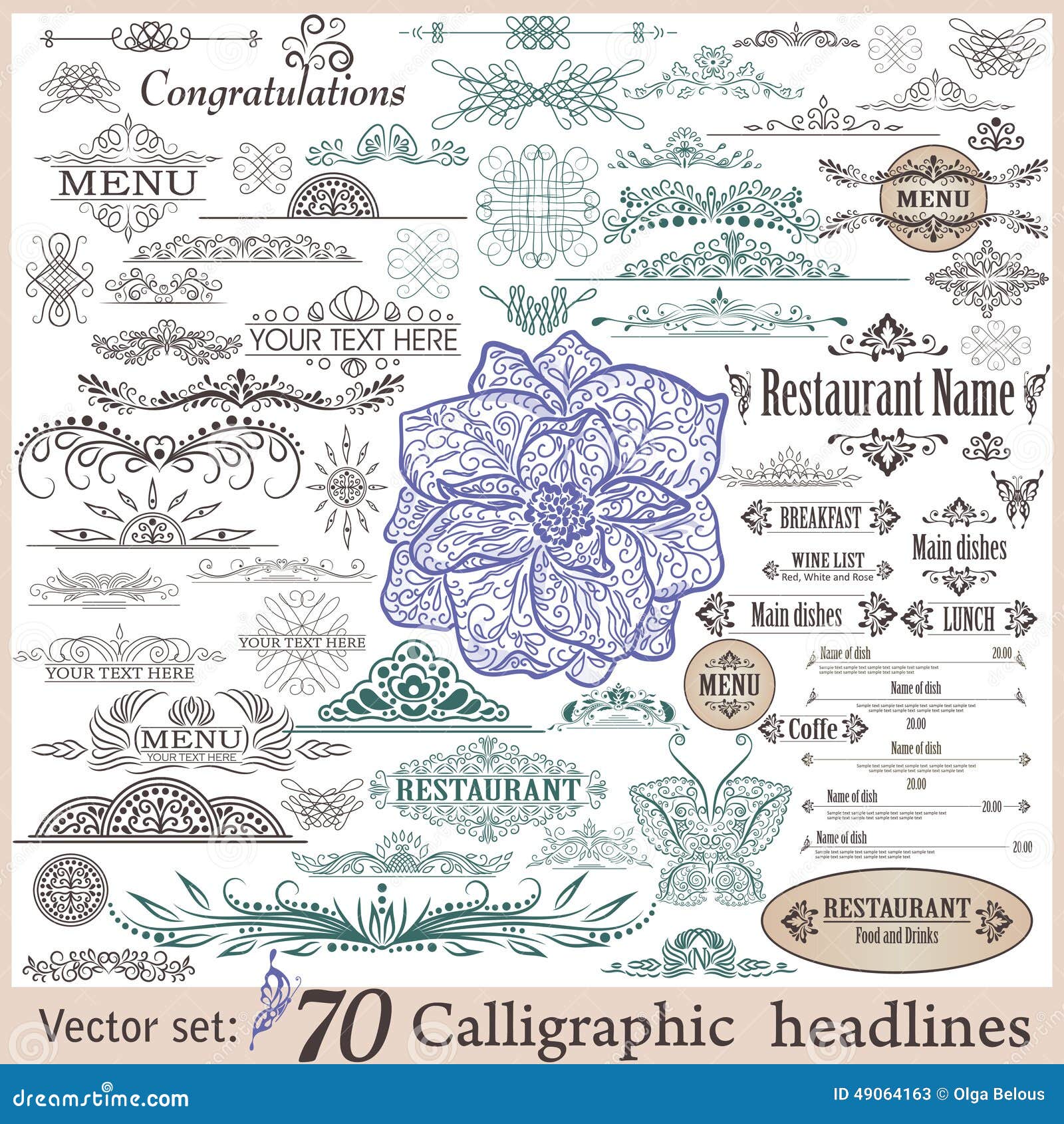 Vector Set of Vintage Design Elements Stock Vector - Illustration of ...