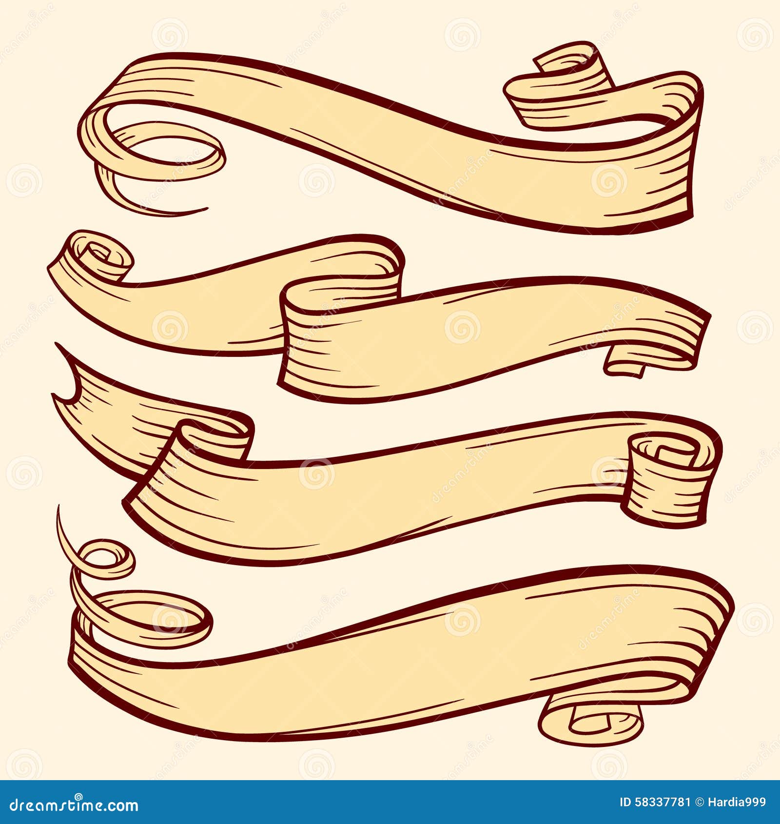 Vector Set of Vintage Doodle Scrolls and Ribbons Stock Vector ...