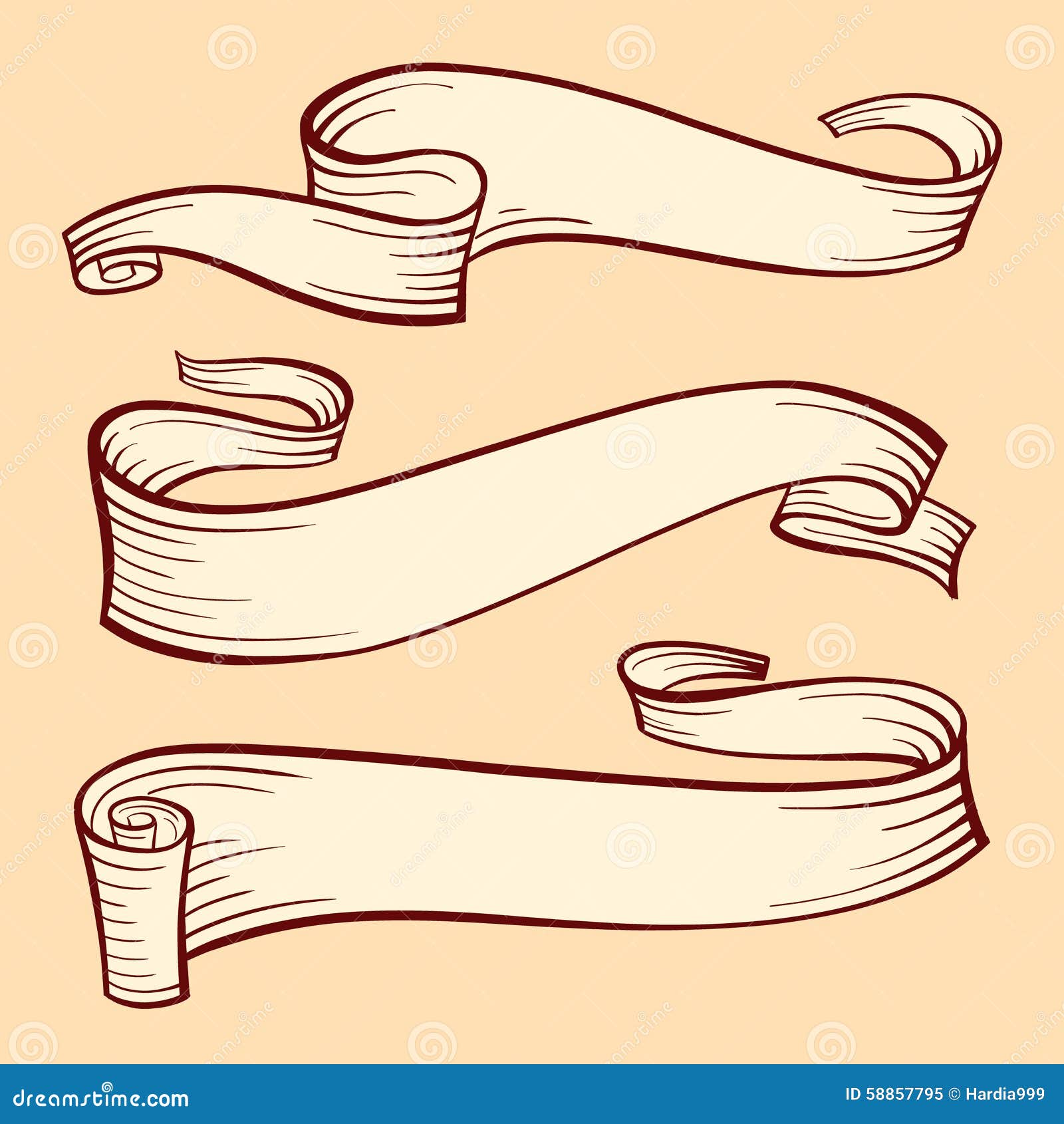 Vector Set of Vintage Doodle Scrolls and Ribbons Stock Vector ...