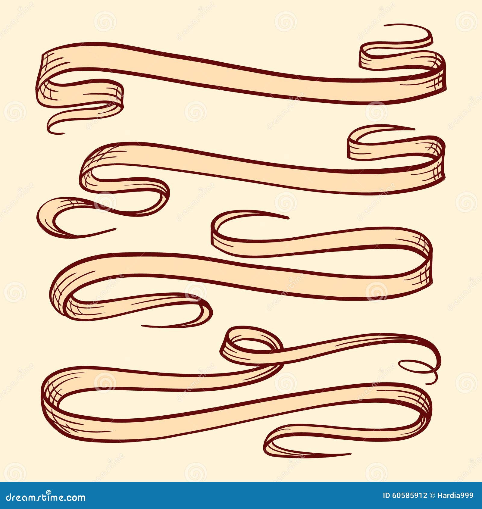 Vector Set of Vintage Doodle Scrolls and Ribbons Stock Vector ...