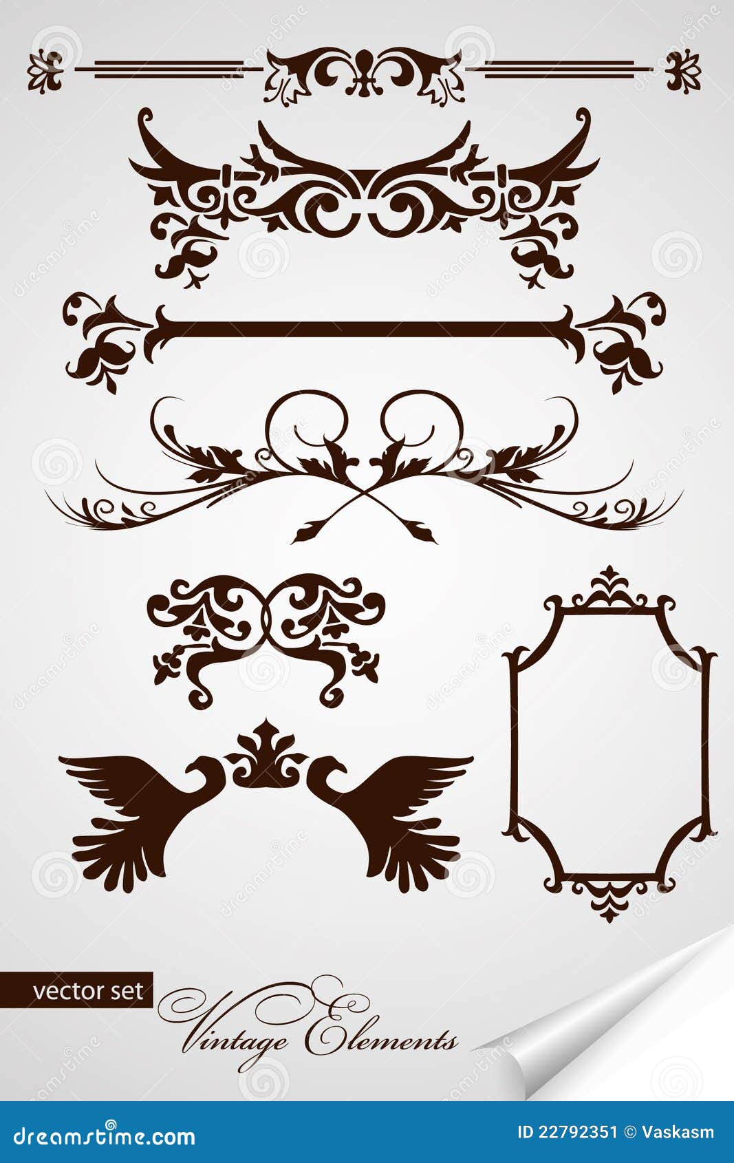 Vector Set of Vintage Elements Stock Vector - Illustration of pattern ...