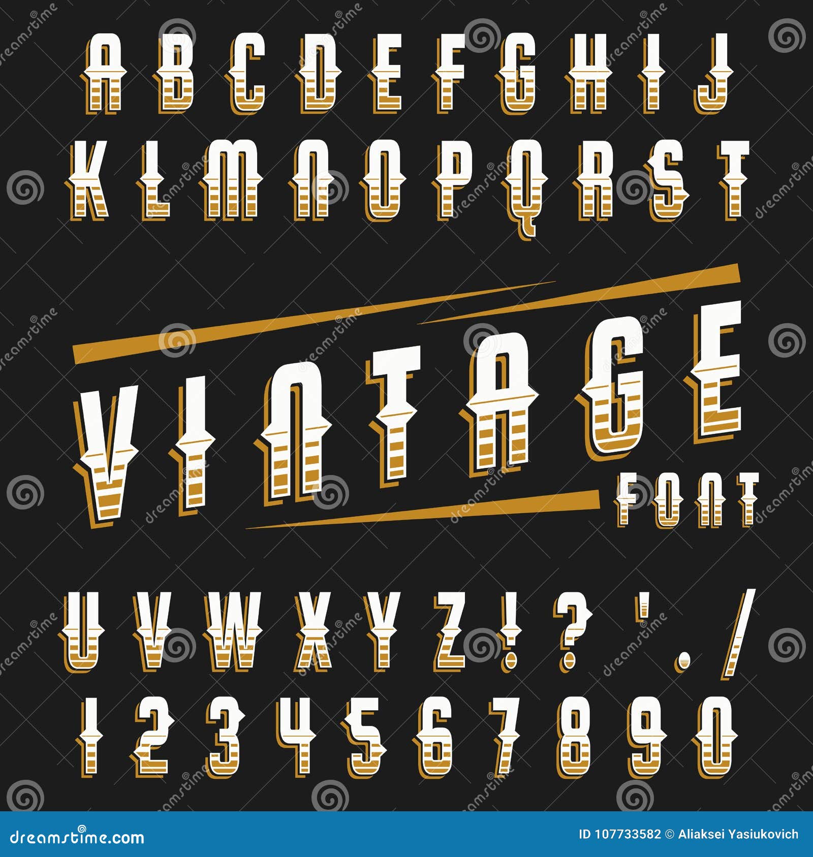 Vector Set of Vintage Font. Stock Vector - Illustration of font ...