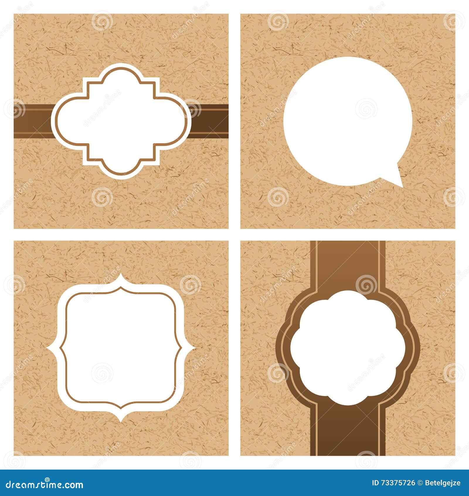 Vector Set Of Vintage Frames And Banners With Craft Paper Texture ...