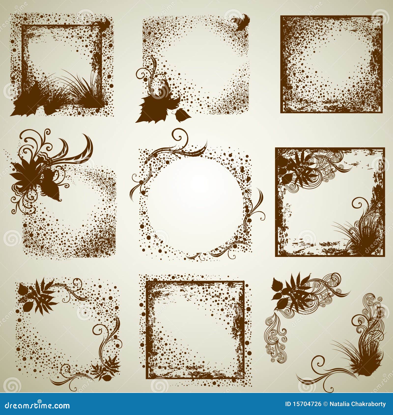 Vector Set of Vintage Grunge Frames Stock Vector - Illustration of ...