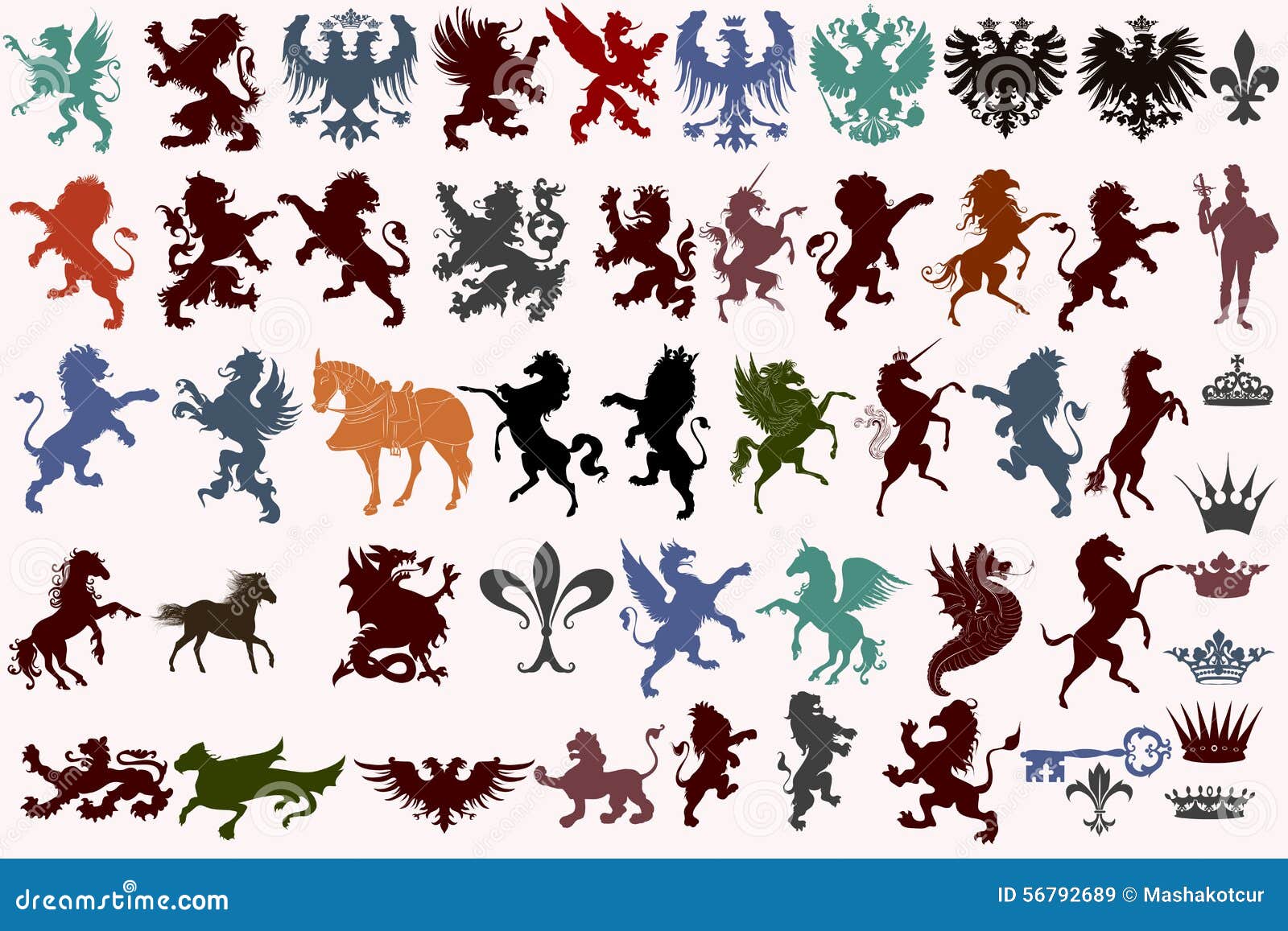 Vector Set of Vintage Heraldic Elements for Design Stock Vector ...