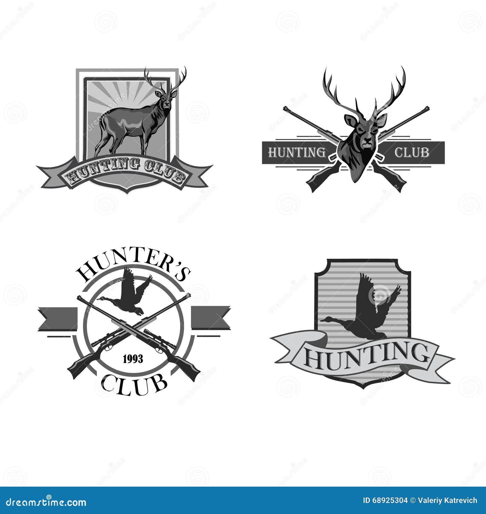 Vector Set of Vintage Hunting Emblems Stock Vector - Illustration of ...