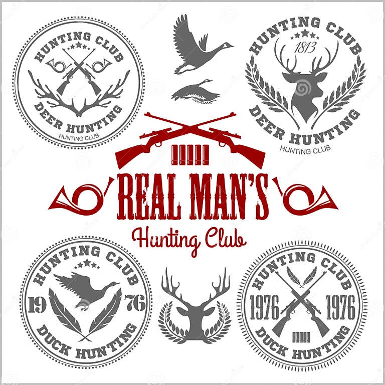 Vector Set of Vintage Hunting Emblems Stock Vector - Illustration of ...