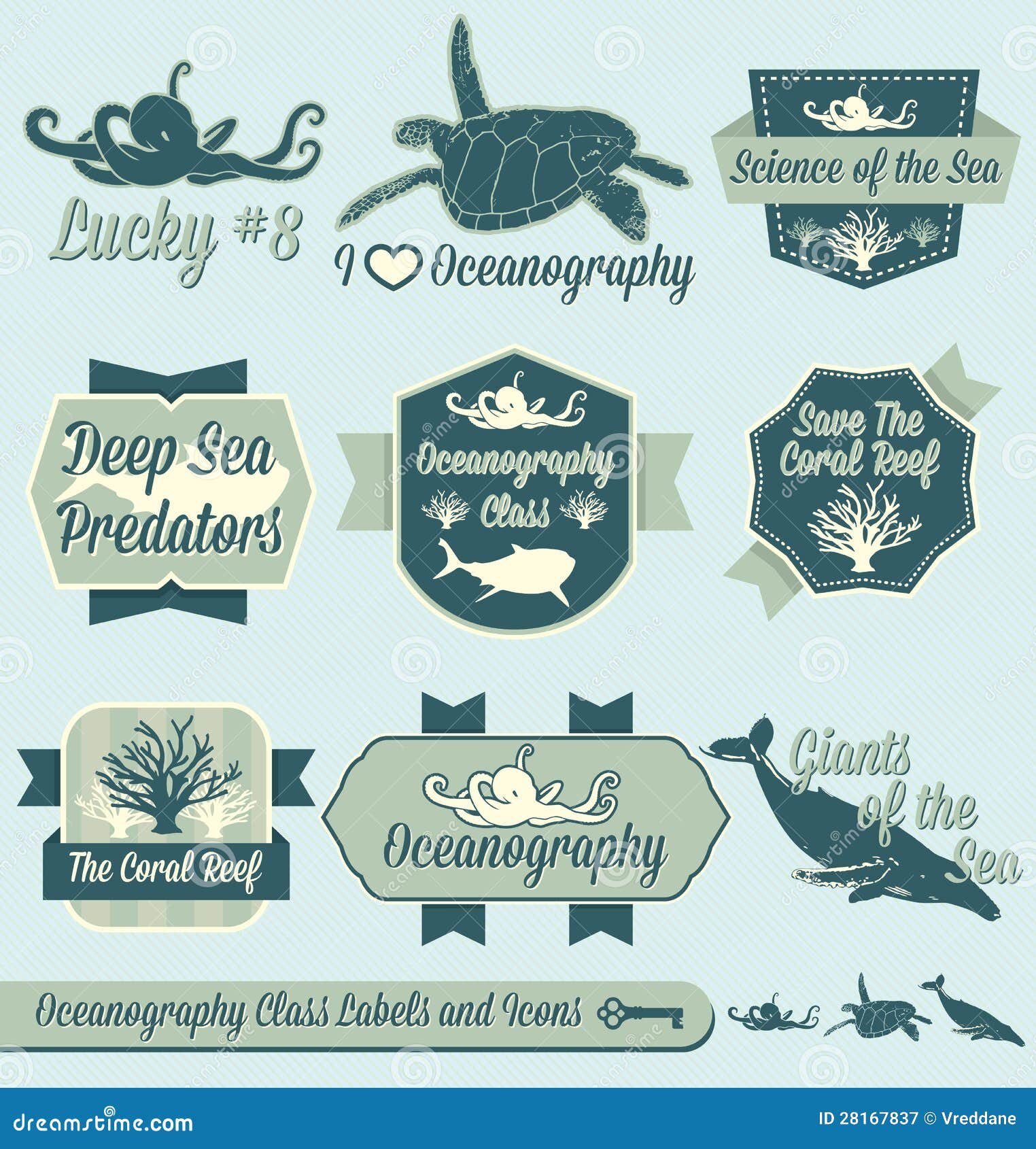 Vector Set: Vintage Oceanography Class Labels Stock Vector ...