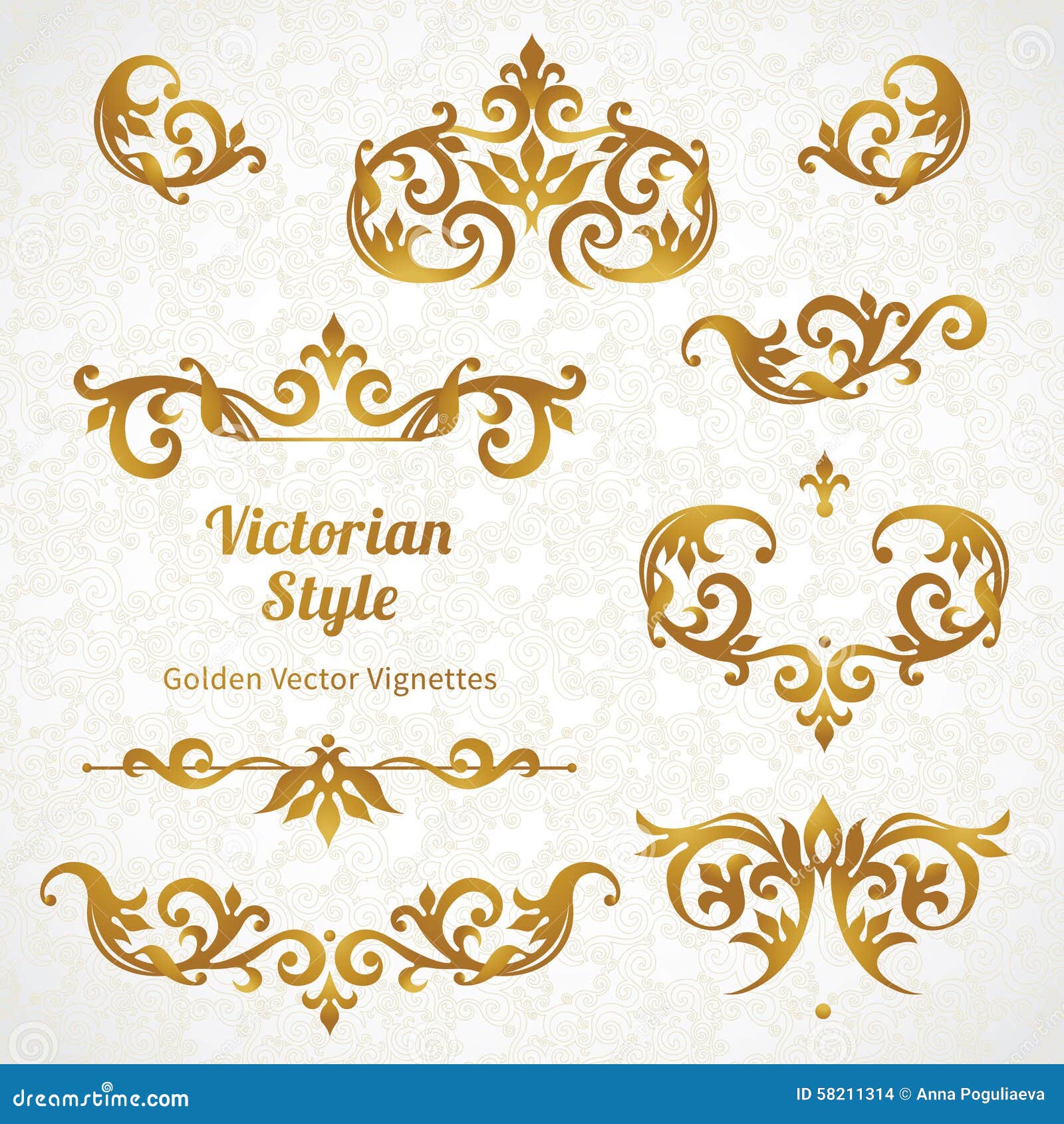 Vector Set of Vintage Ornaments in Victorian Style. Stock Vector ...