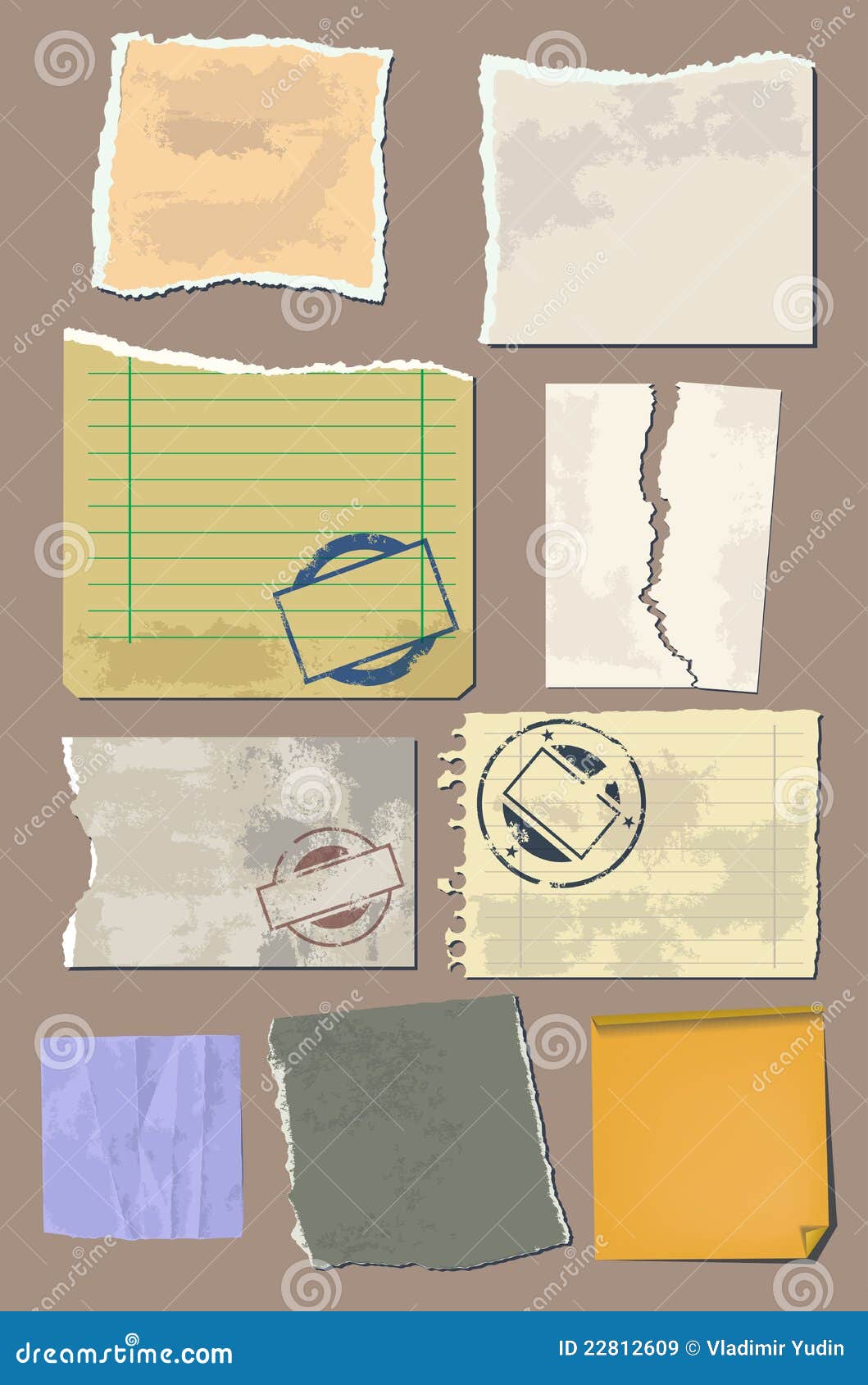 Vector set vintage paper stock vector. Illustration of memo - 22812609