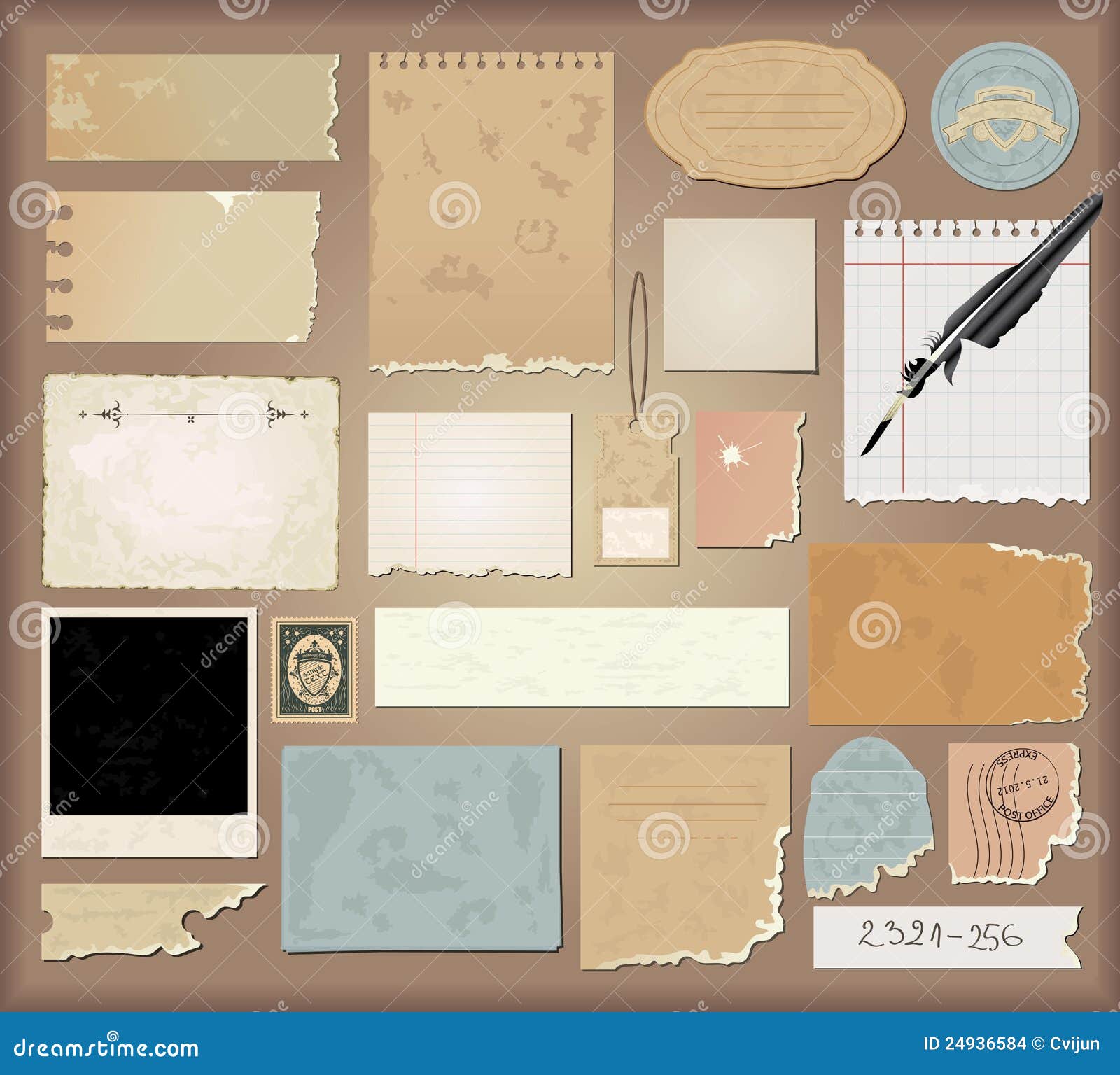Vector set : vintage paper stock vector. Illustration of page - 24936584