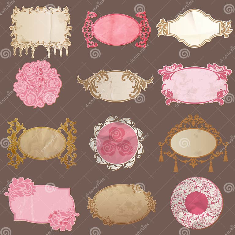 Vector Set: Vintage Paper Frame Collection Stock Vector - Illustration ...