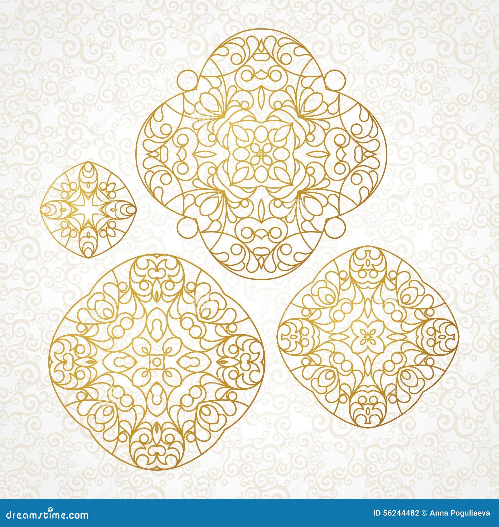 Vector Set of Vintage Pattern in Eastern Style. Stock Vector ...