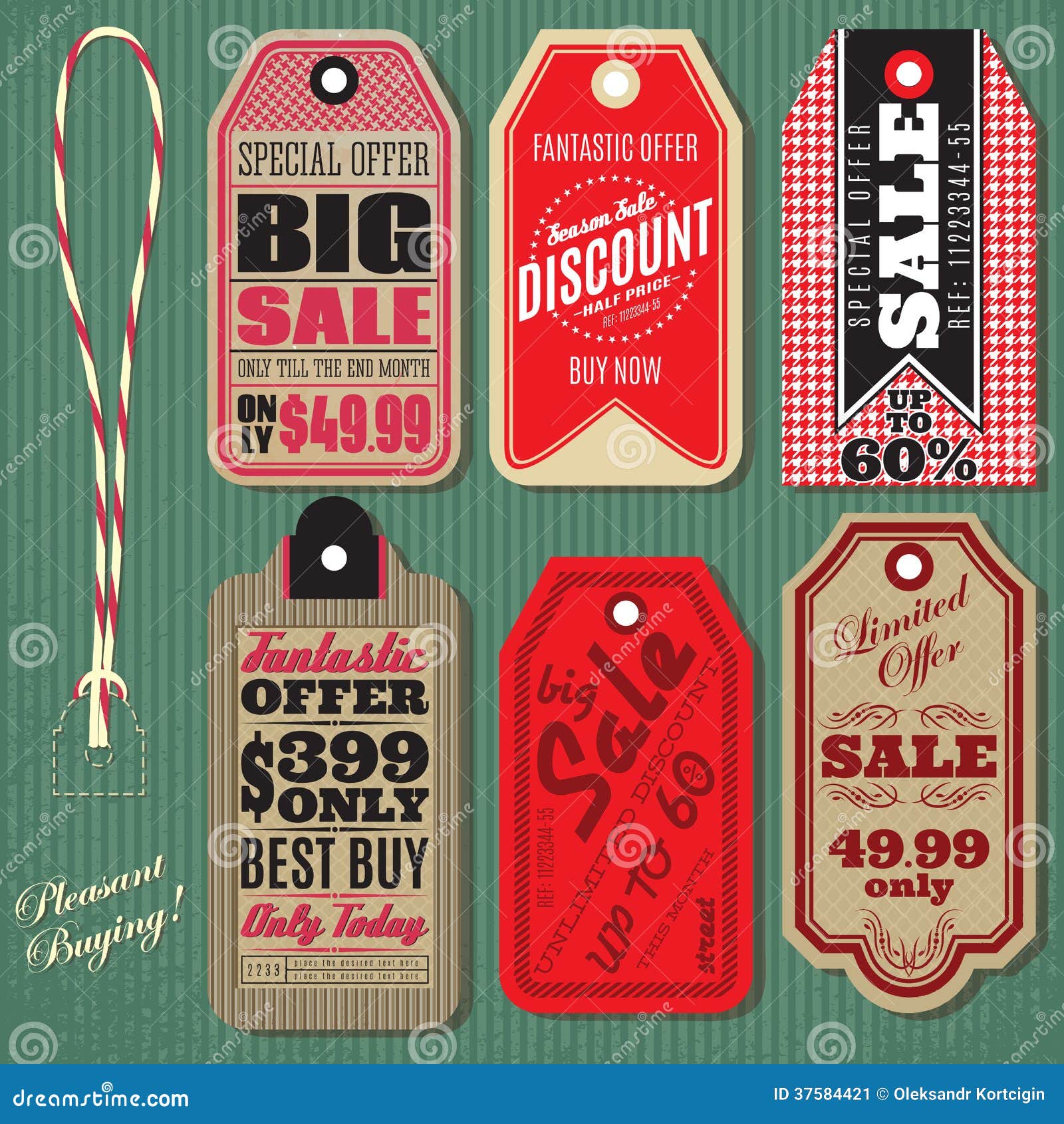 Vector Set of Vintage Style Sale Tags Stock Vector - Illustration of ...