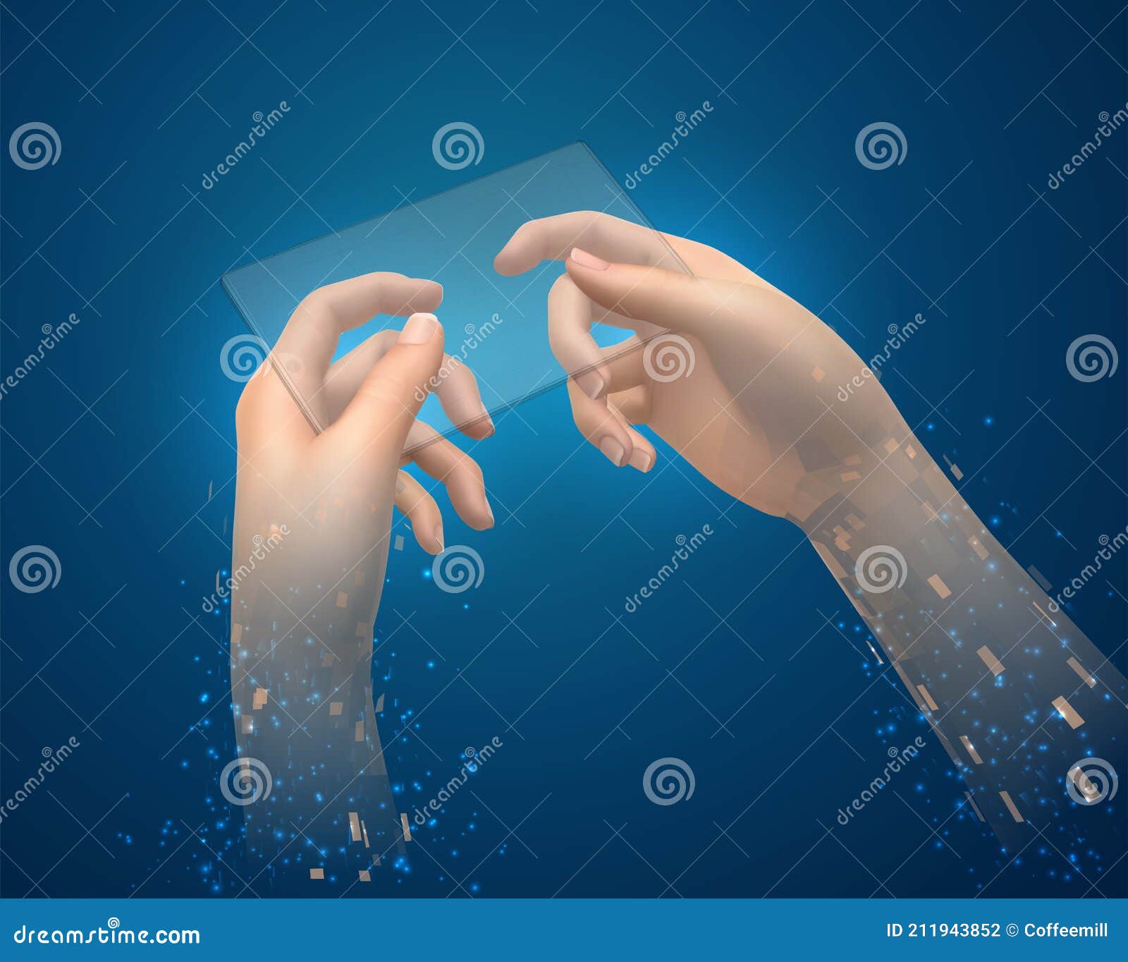 Vector Set of Virtual Hands Holding a Mobile Phone. Easily Replaceable ...