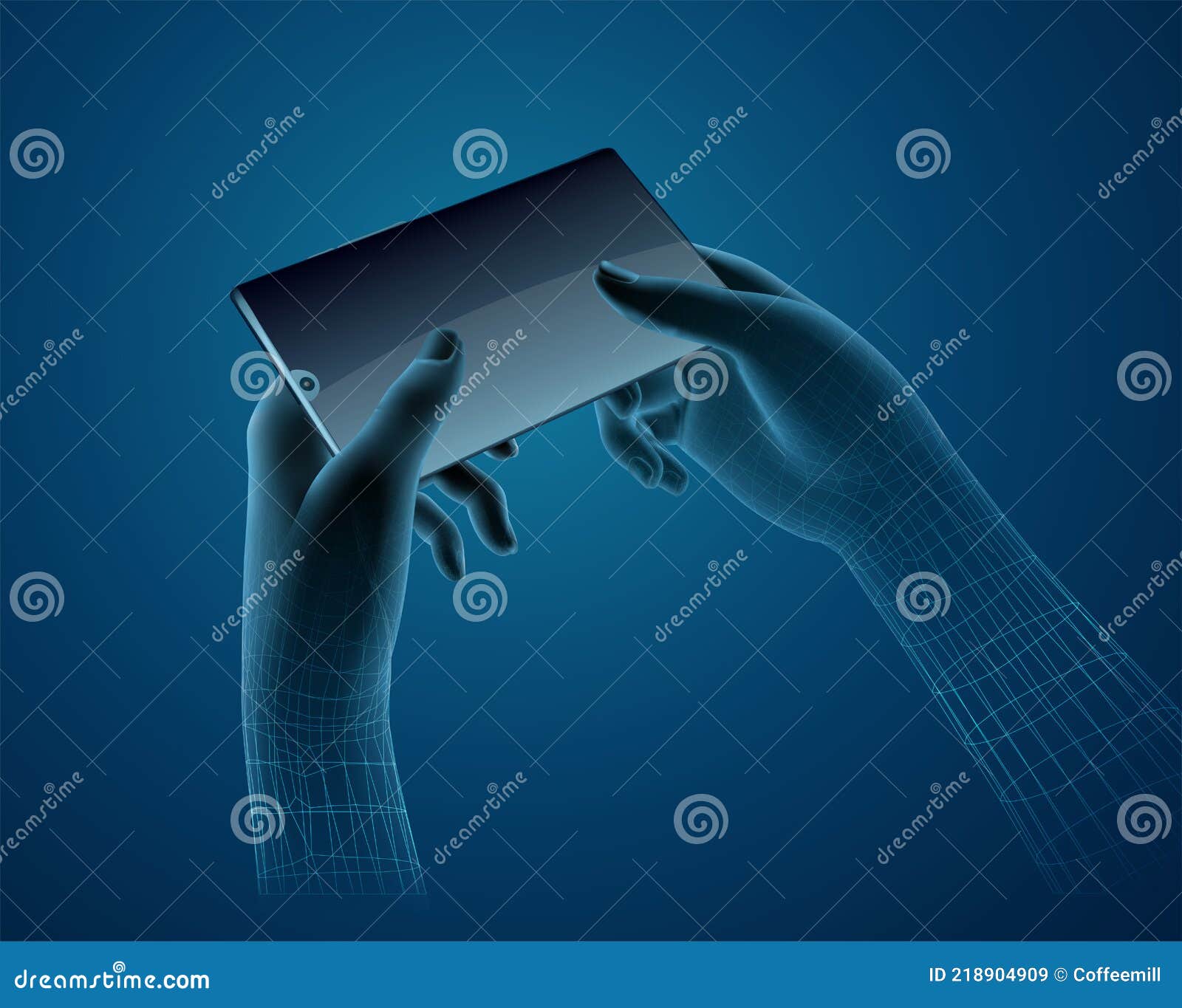 Vector Set of Virtual Hands Holding a Mobile Phone. Easily Replaceable ...