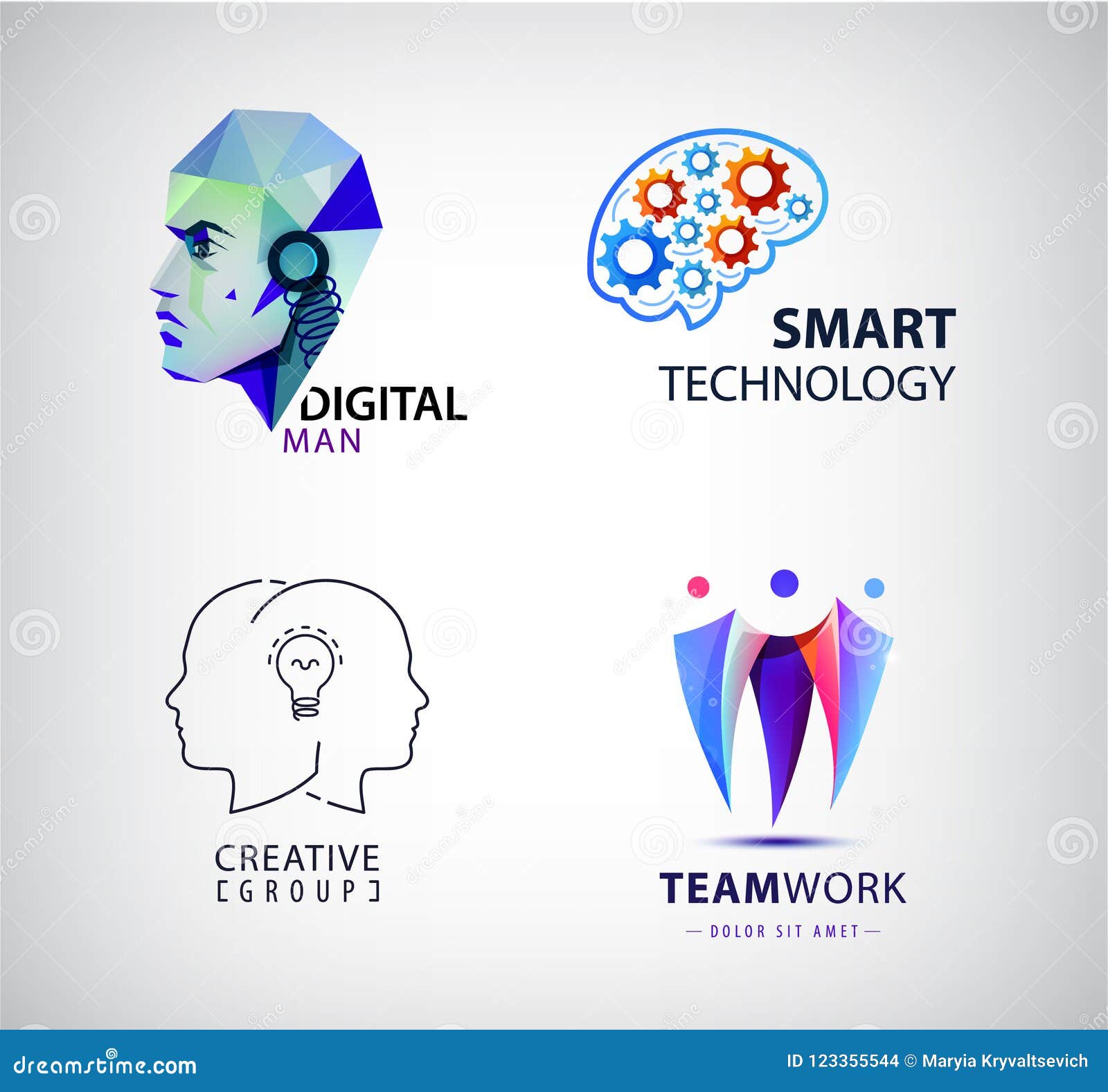 Mindset Technology Pinky Brain Logo Vector Illustration | CartoonDealer ...