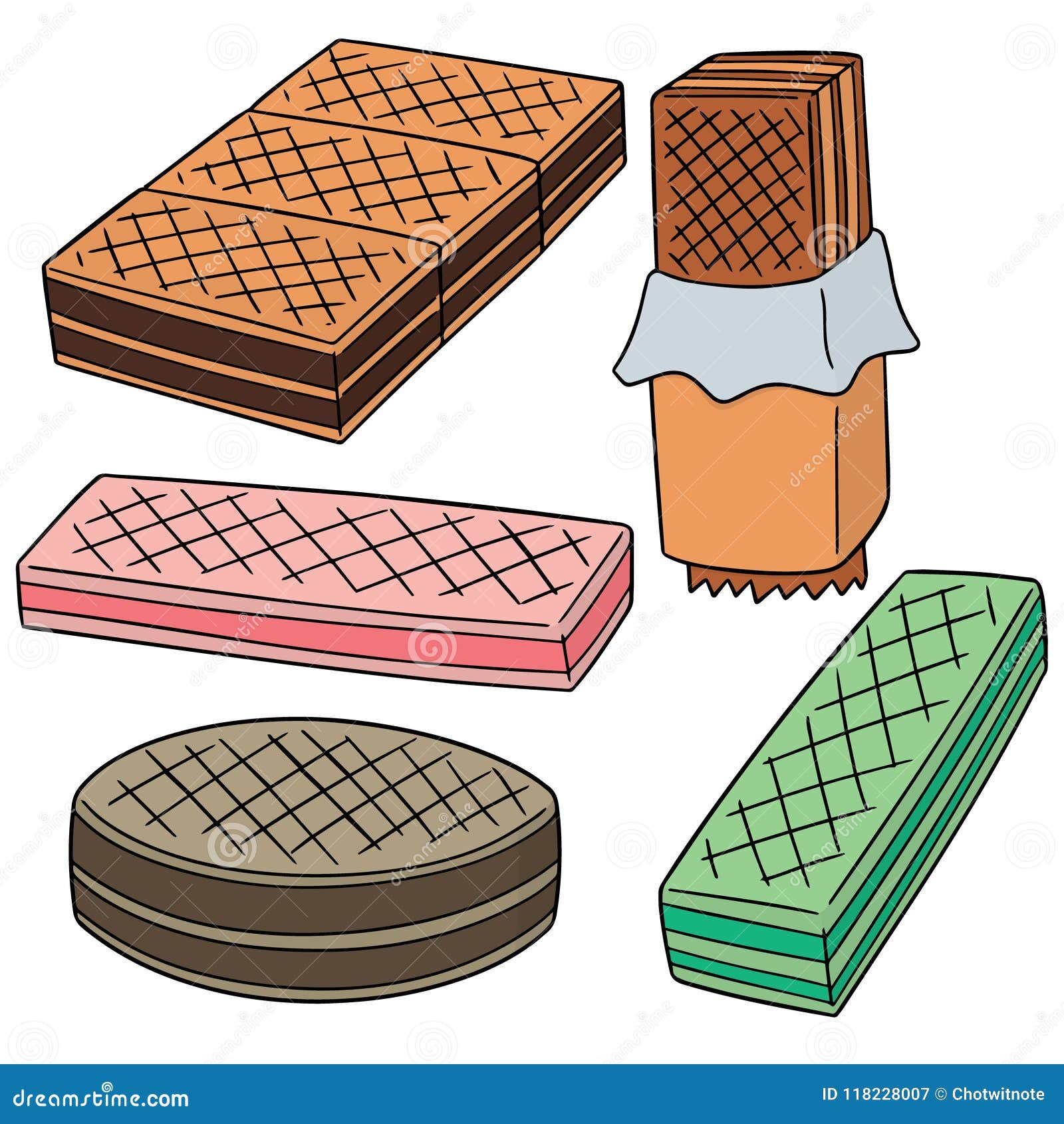 Vector set of wafer stock vector. Illustration of crunchy - 118228007