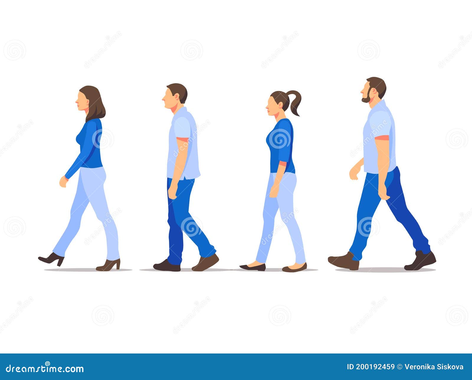 Vector Set of Walking and Standing Characters Stock Vector ...