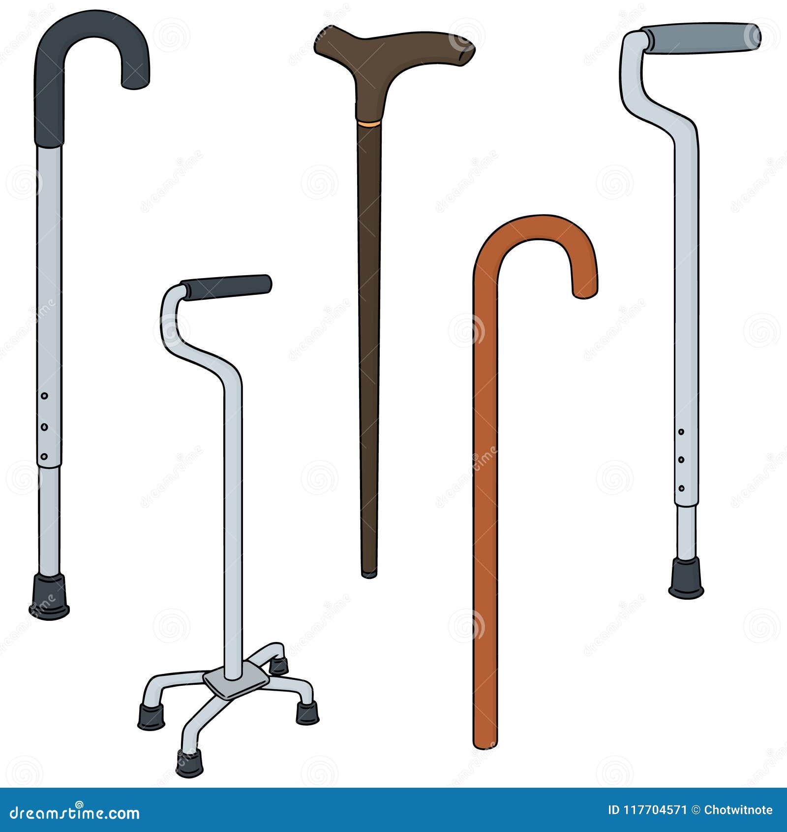 Vector Set of Walking Stick Stock Vector - Illustration of haft, handle ...