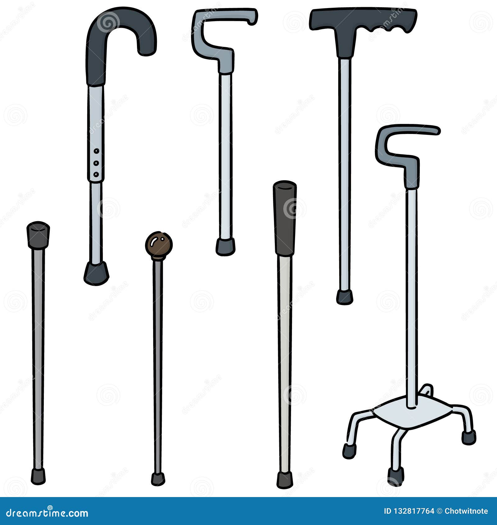 Vector Set of Walking Stick Stock Vector - Illustration of crook ...