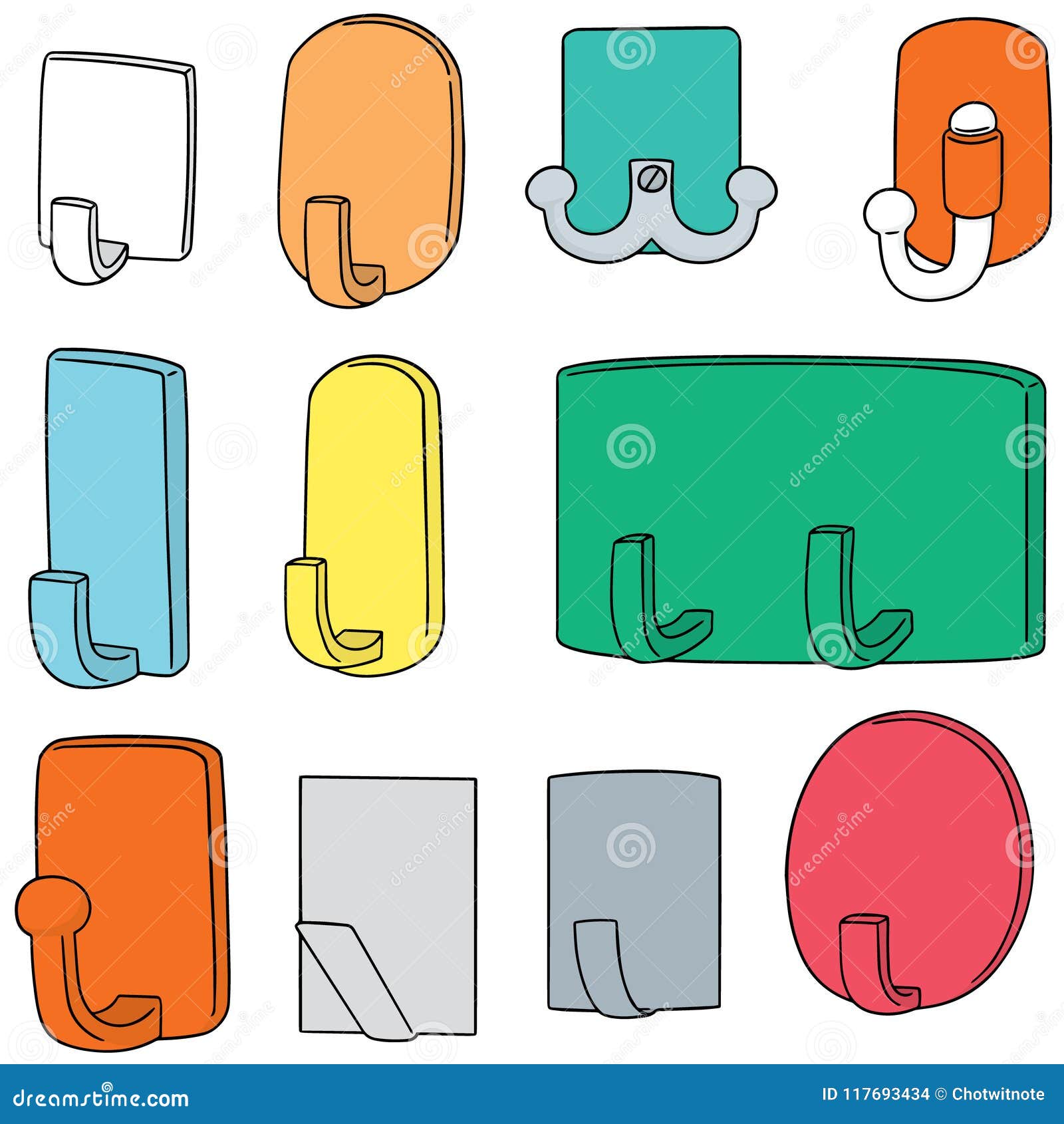 Vector set of wall hooks stock vector. Illustration of collection ...