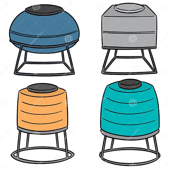 Vector Set of Water Storage Tanks Stock Vector - Illustration of ...