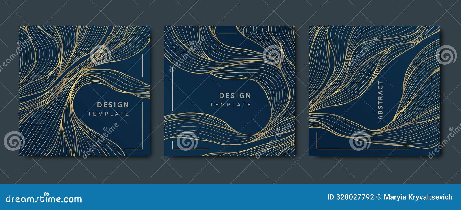 Vector Set of Wave Line Gold Patterns, Japan Art Textures, Flow, Sea ...
