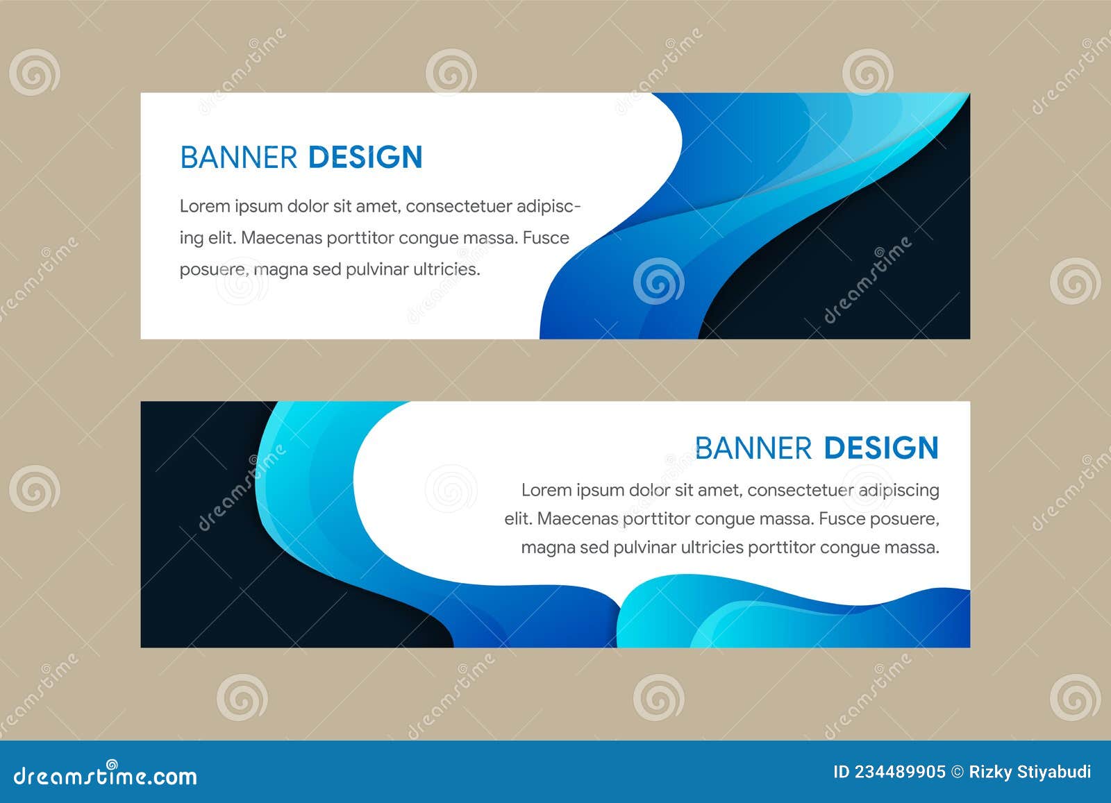 Vector Set of Wavy Banners, Blue Wave Web Headers. Stock Vector ...