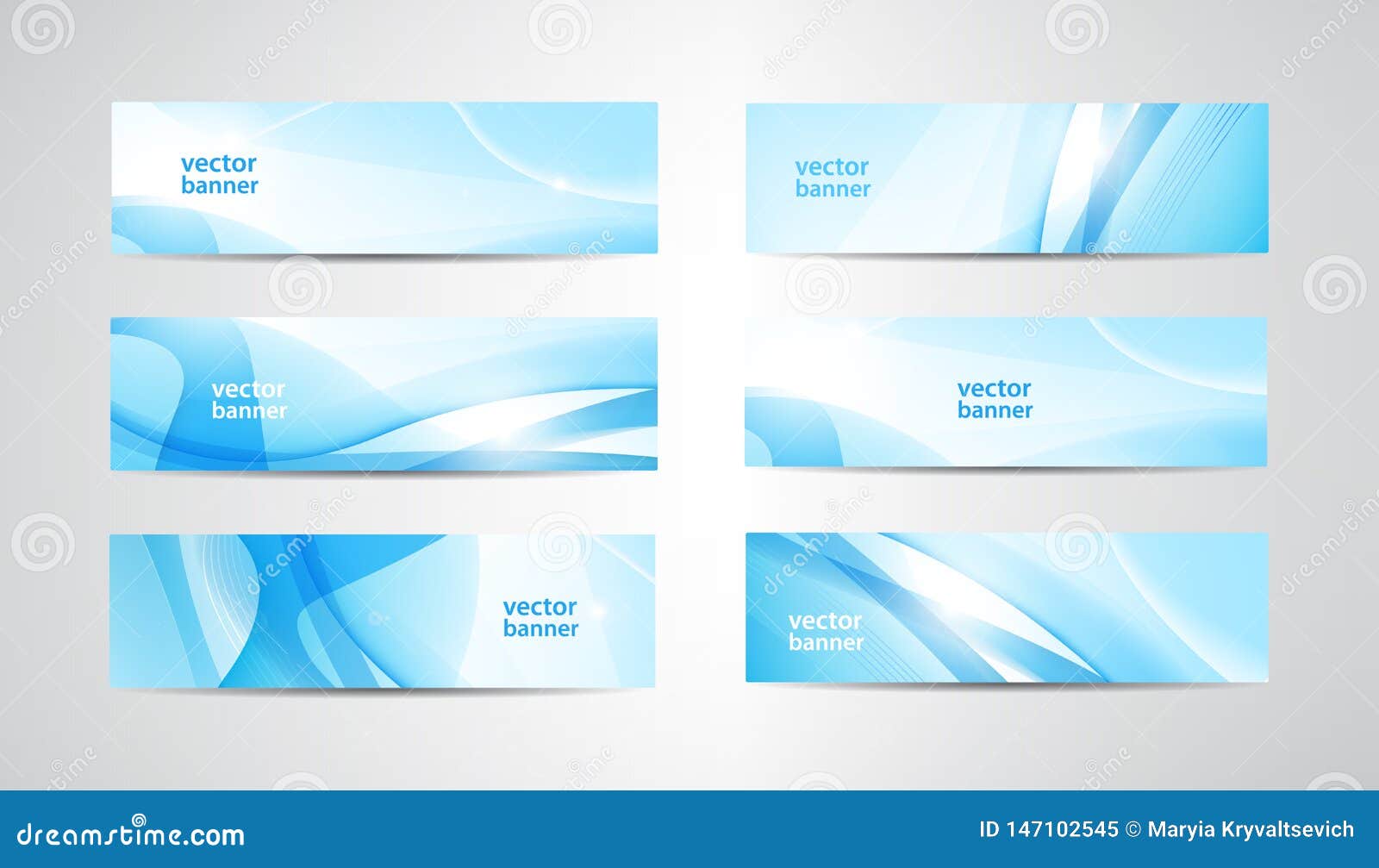 Vector Set Of Wavy Banners, Blue Wave Web Headers. Water Vibrant ...