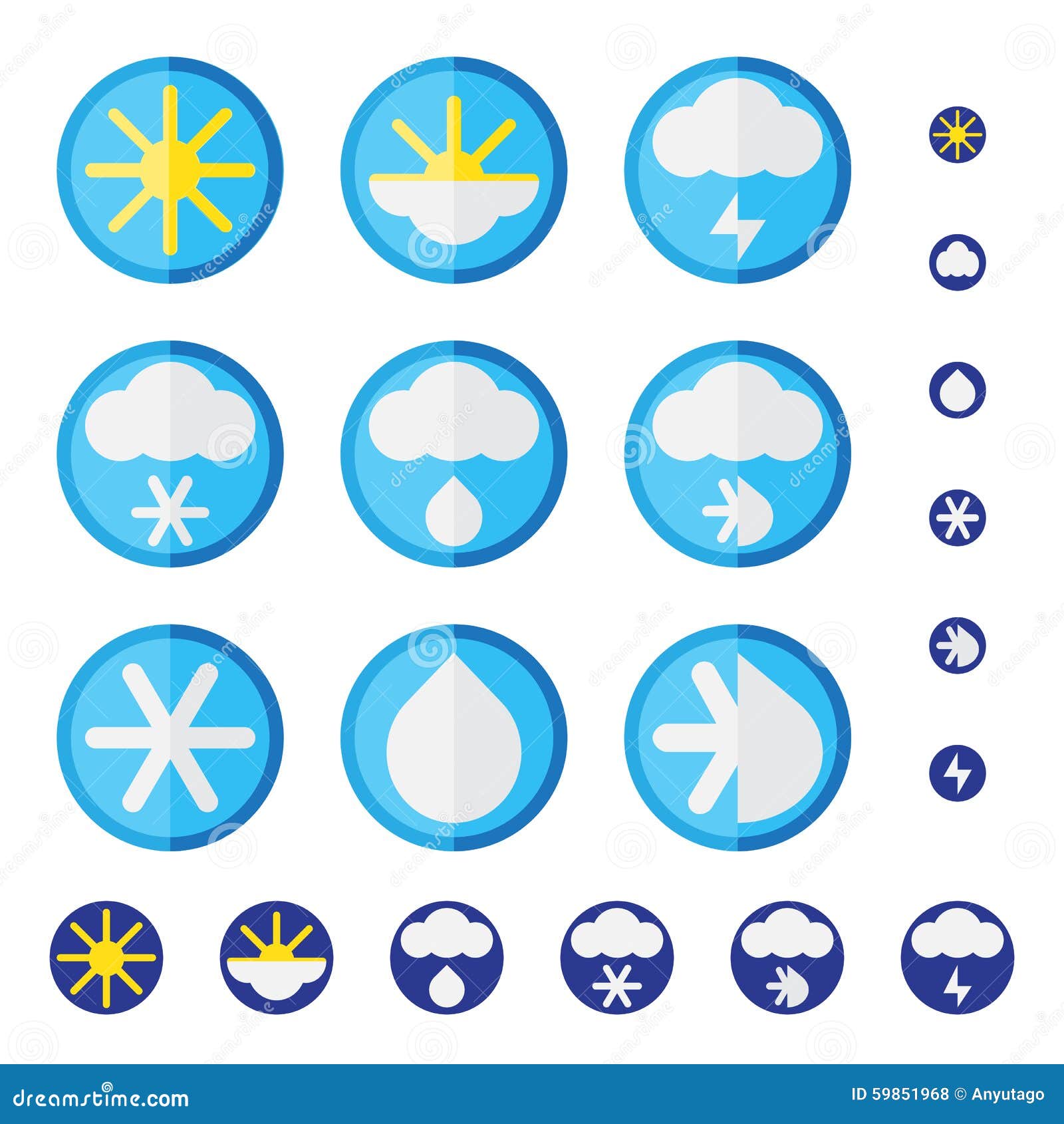 Vector Set of Weather Icons in Flat Design. Stock Vector - Illustration ...