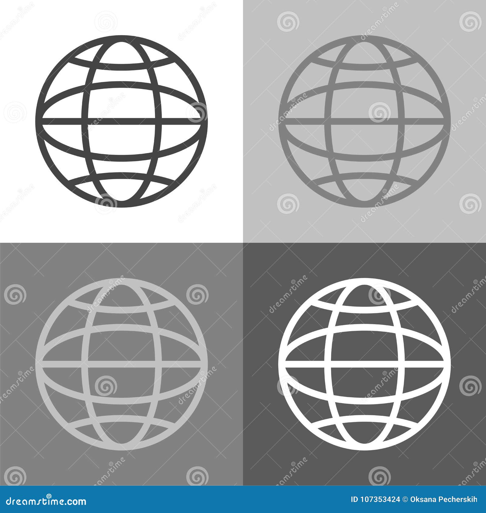Vector Set Web Icon on White-grey-black Color. Stock Vector ...