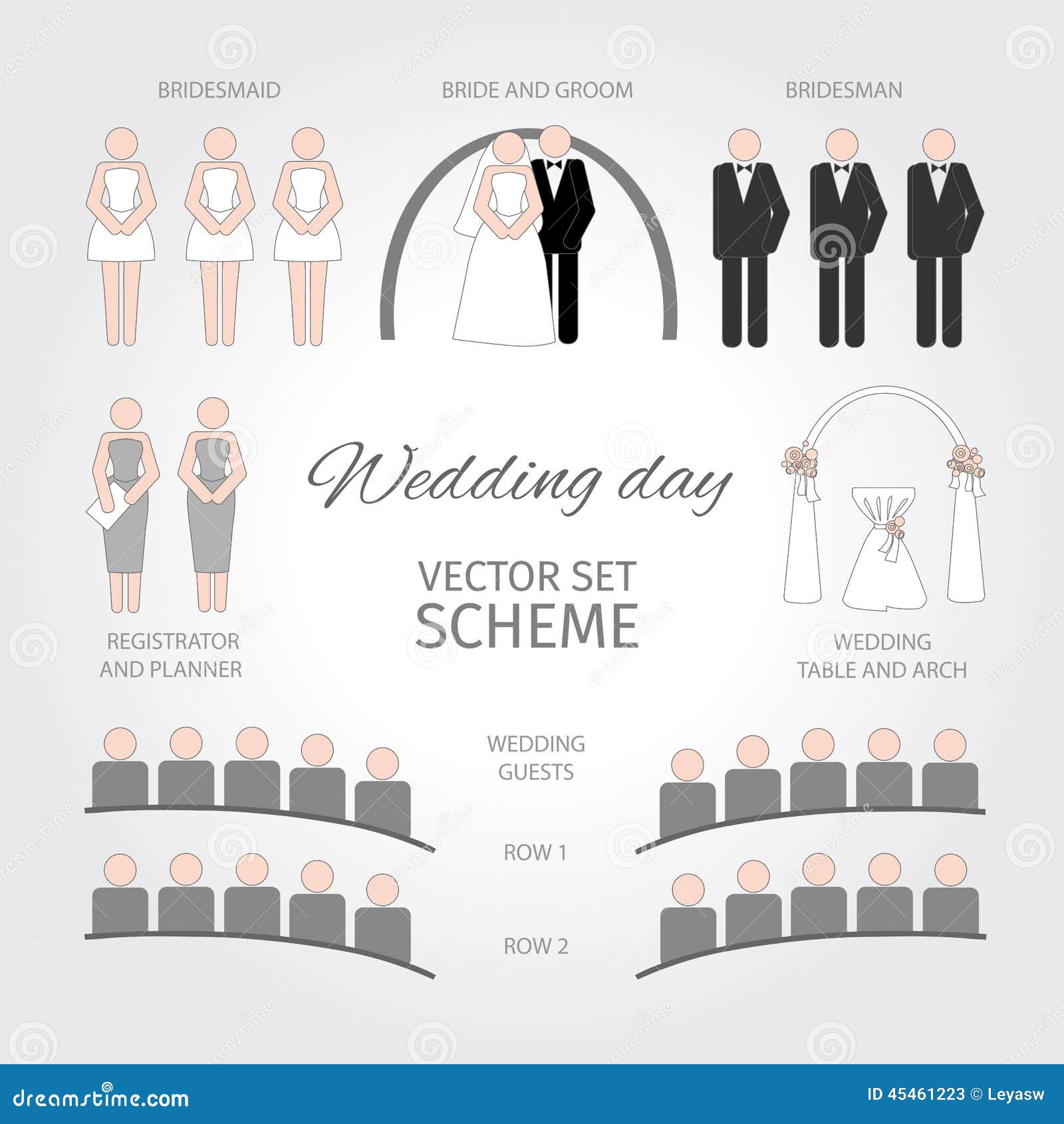 Vector Set Wedding Day. Infographic Stock Vector - Illustration of ...
