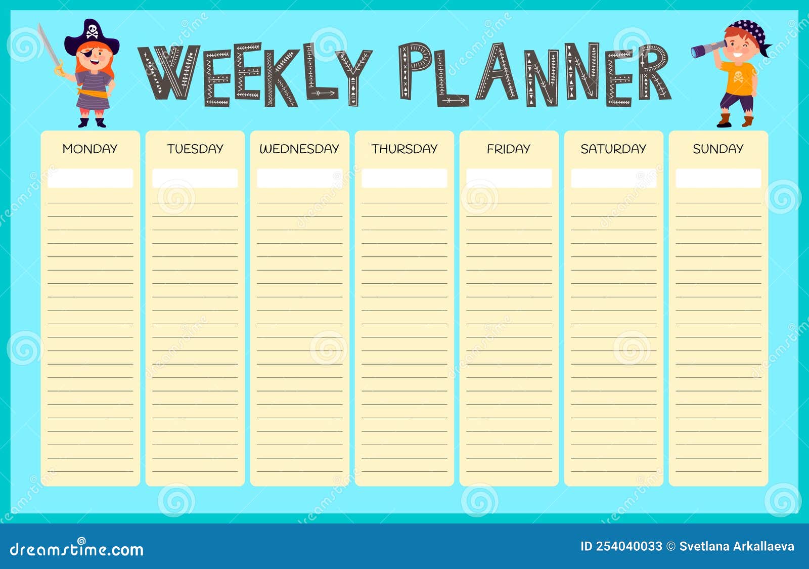 Vector Set of Weekly Planner, To Do List, Note, Wish List, Goals ...