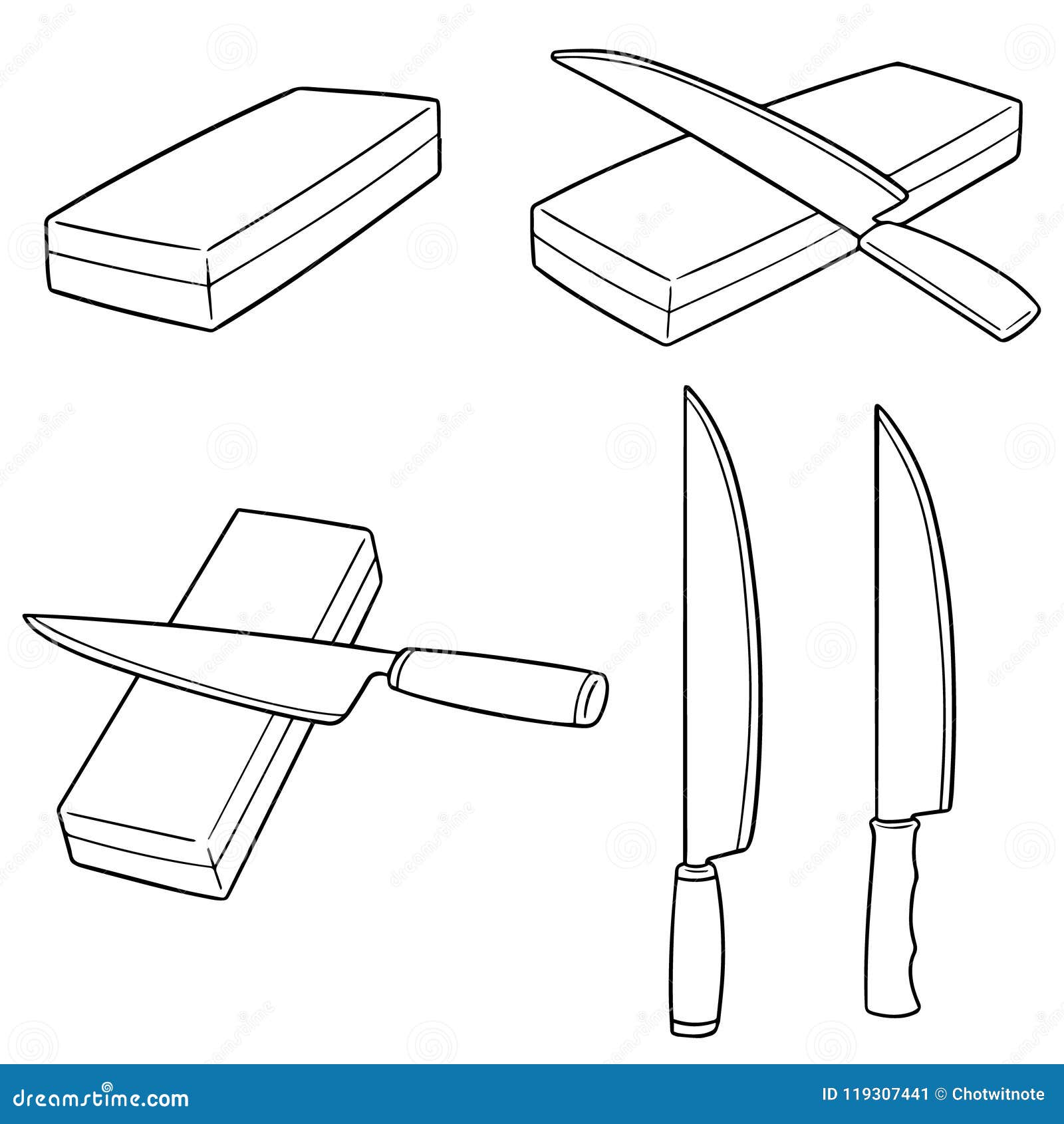 Vector set of whetstones stock vector. Illustration of drawing - 119307441
