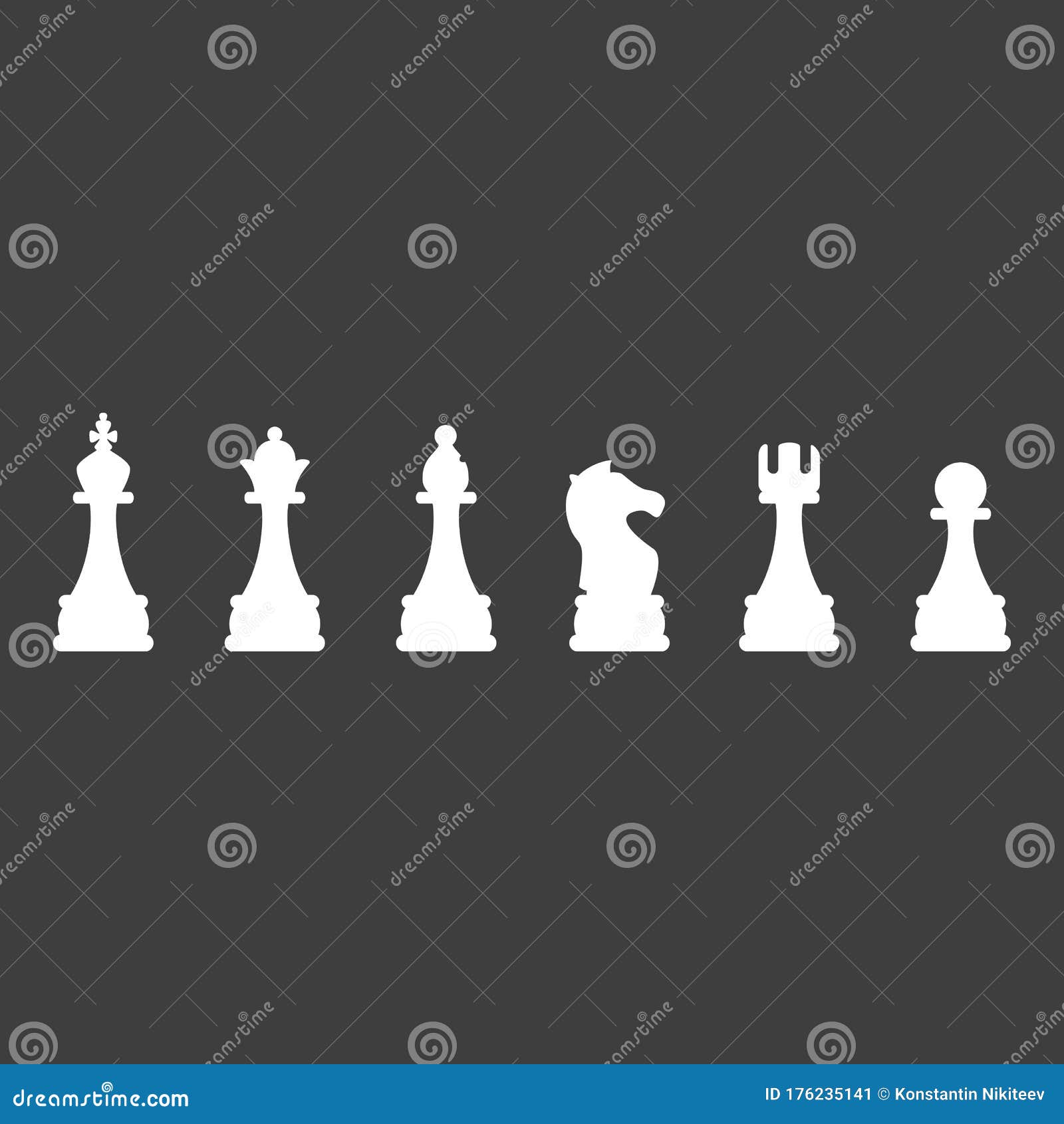Vector Set of White Chess Silhouette Icons Stock Vector - Illustration ...