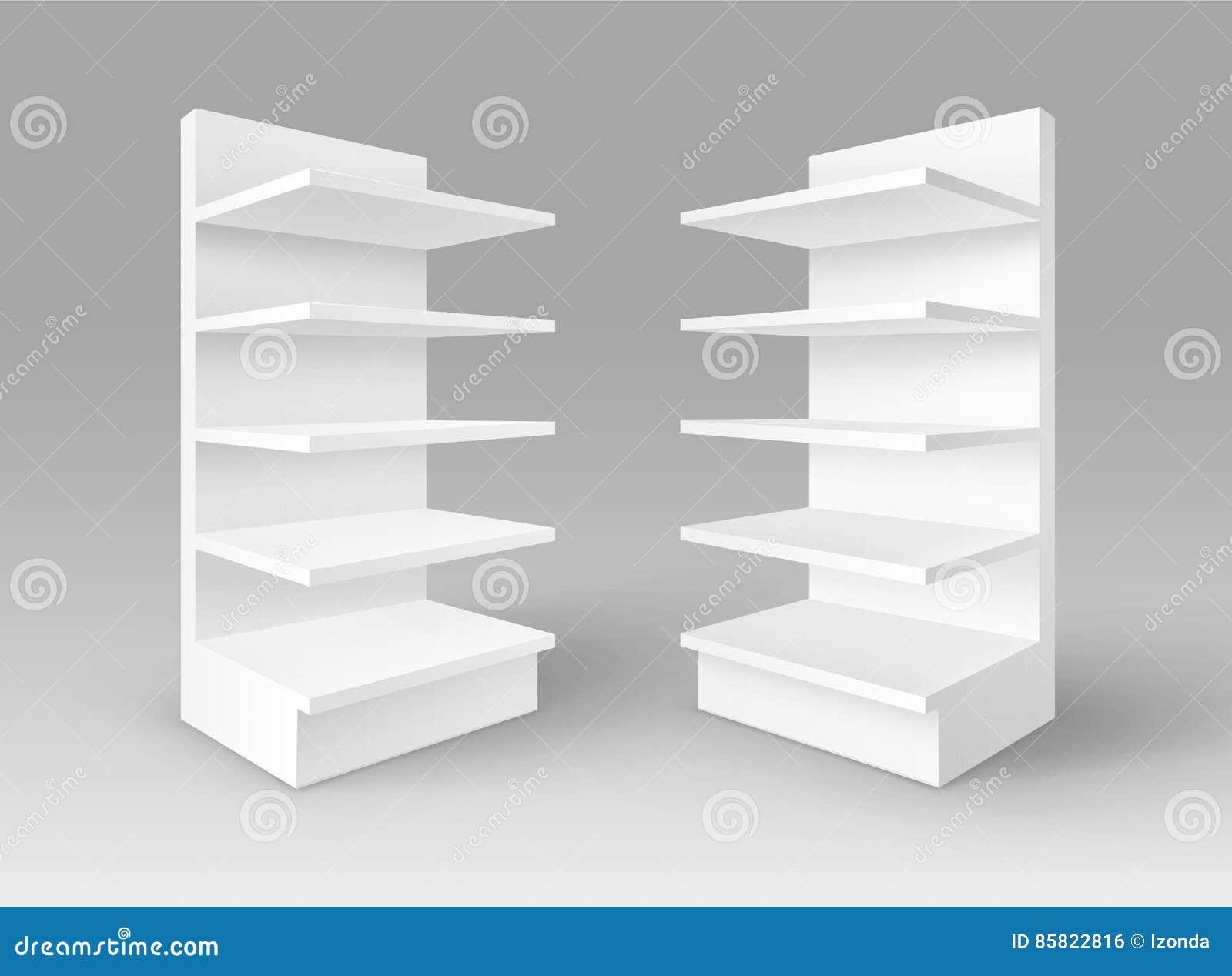 Vector Set of White Exhibition Trade Stands Shop Racks with Shelves ...