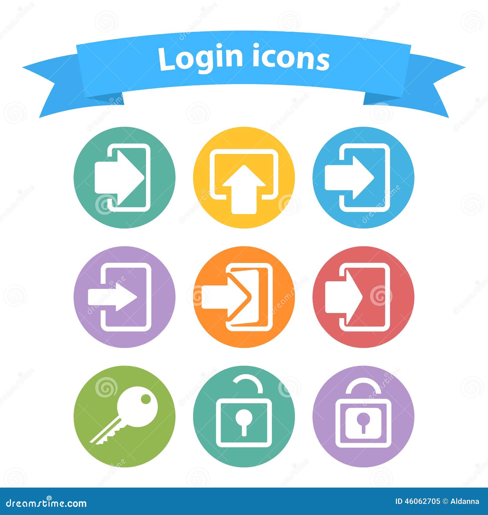 Vector Set of White Login Icons with Arrow,lock, Stock Vector ...