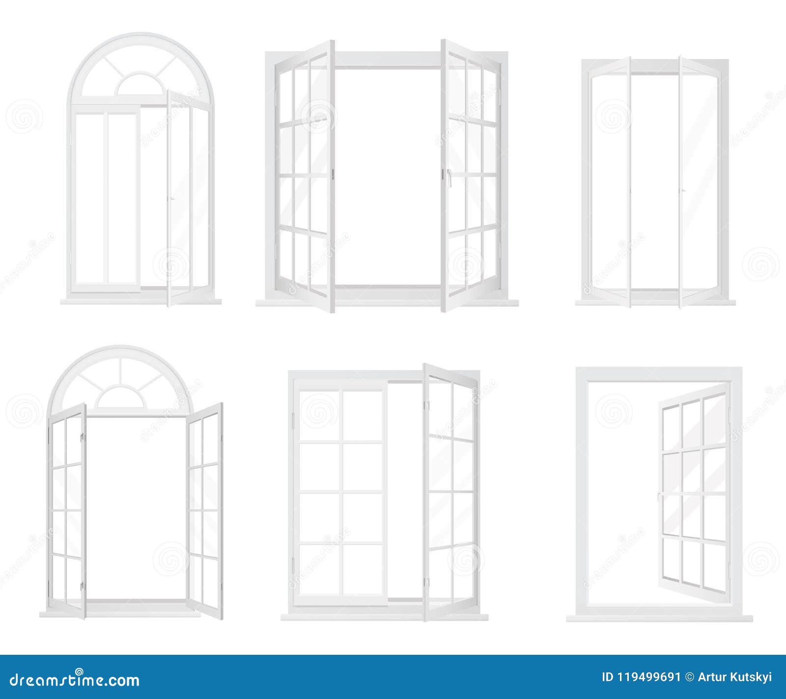 Vector Set of White Realistic Windows Isolated. Stock Vector ...
