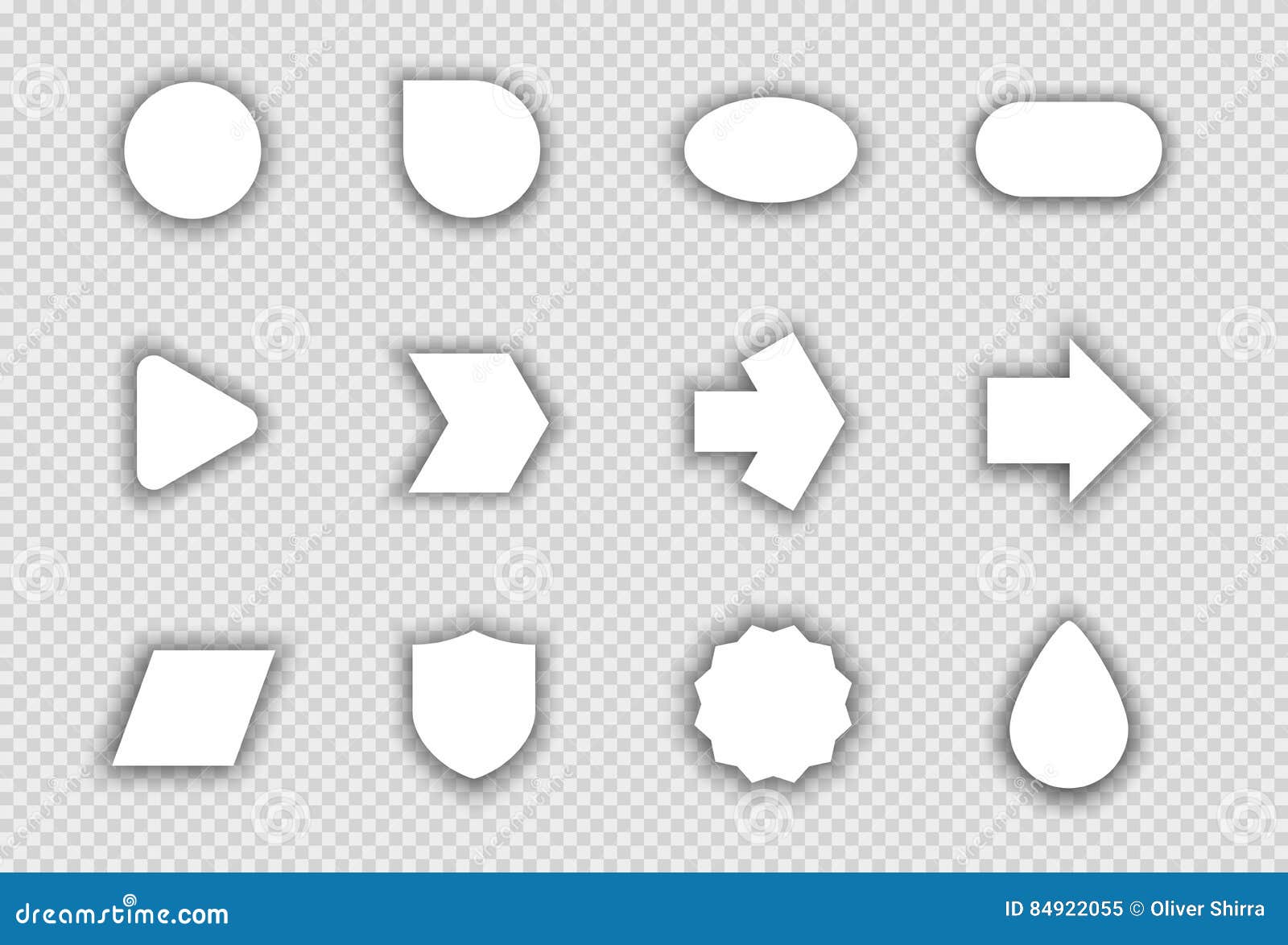 Vector Set of White Shapes with Transparent Shadows a Stock Vector ...