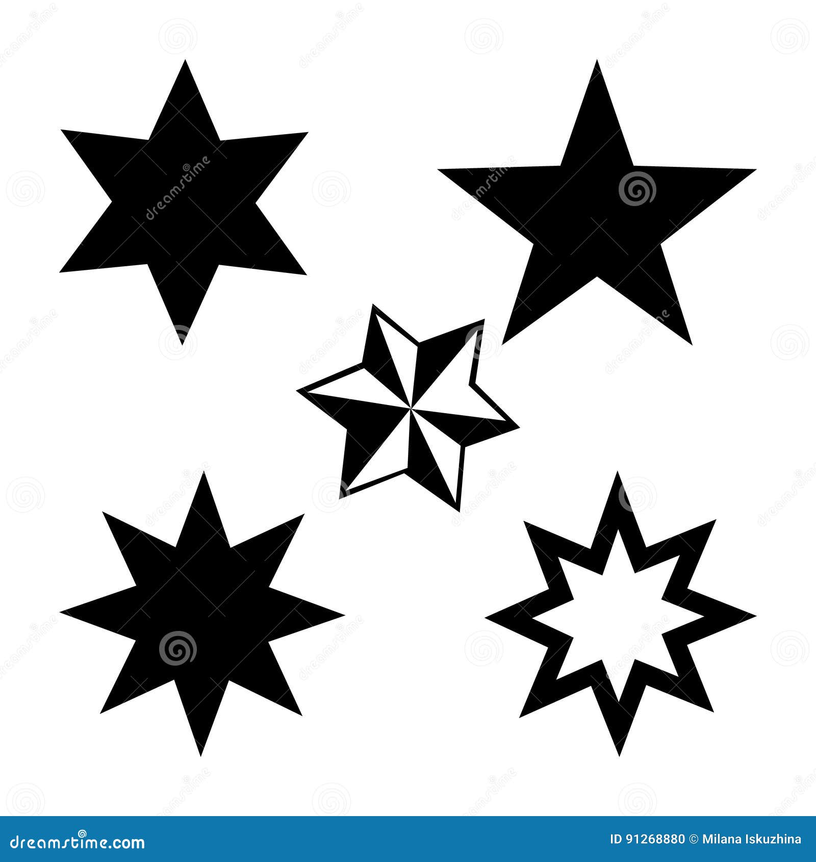 Vector Set of White Star stock vector. Illustration of basic - 91268880