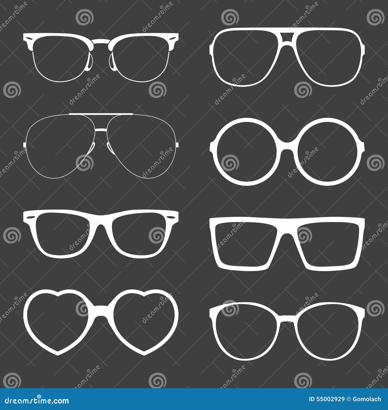 Vector Set of White Sunglasses Frames Stock Vector - Illustration of ...