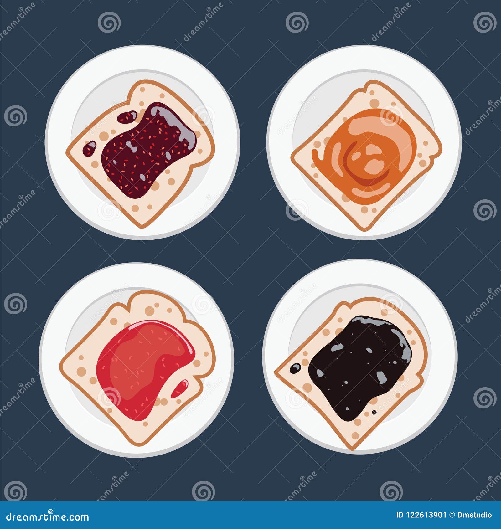 Jam Toast Set Stock Illustrations – 1,419 Jam Toast Set Stock ...