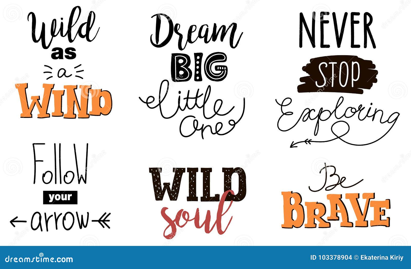 Vector Collection of Wild Letterings Stock Vector - Illustration of ...