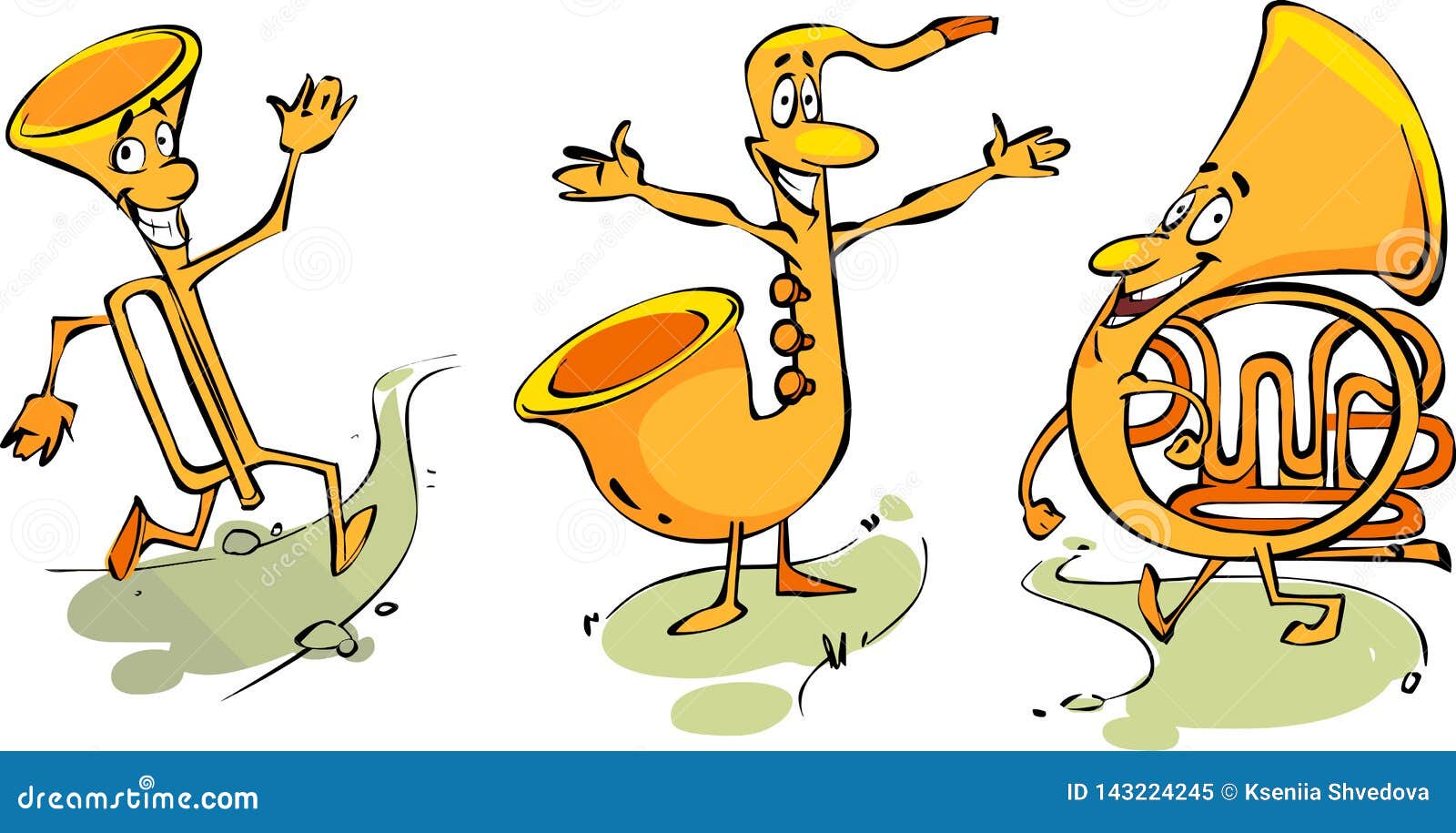 Vector Set of Wind Instruments with Humor Stock Vector - Illustration ...